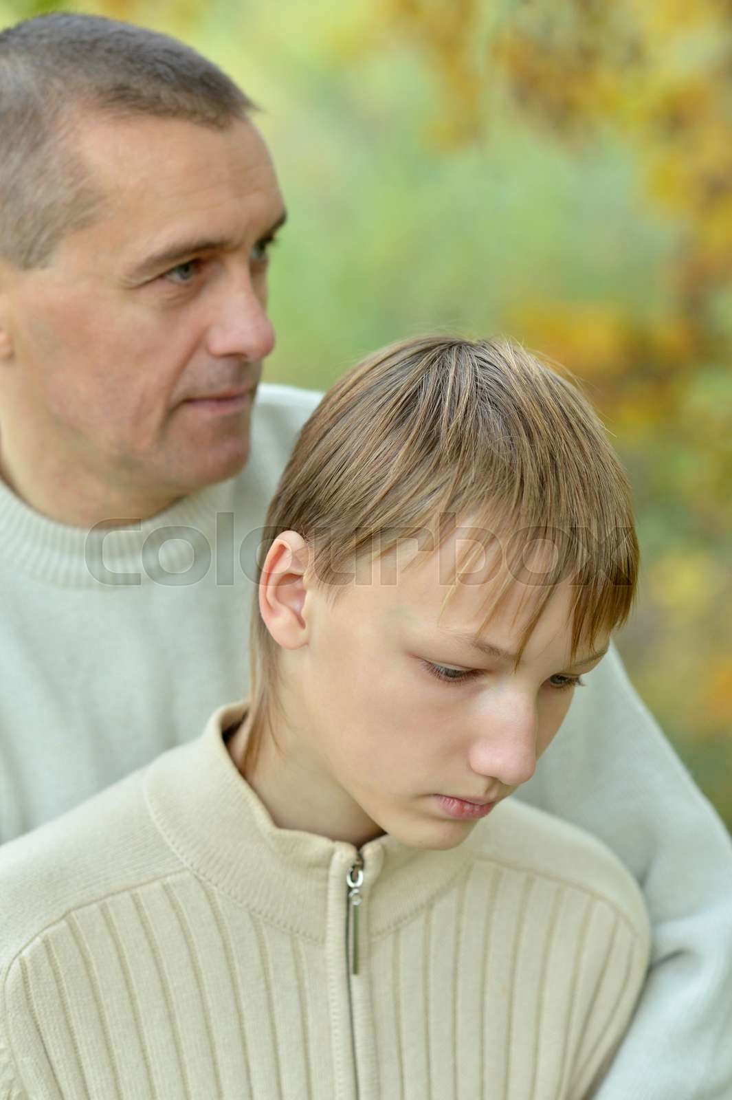 Sad father and boy | Stock image | Colourbox