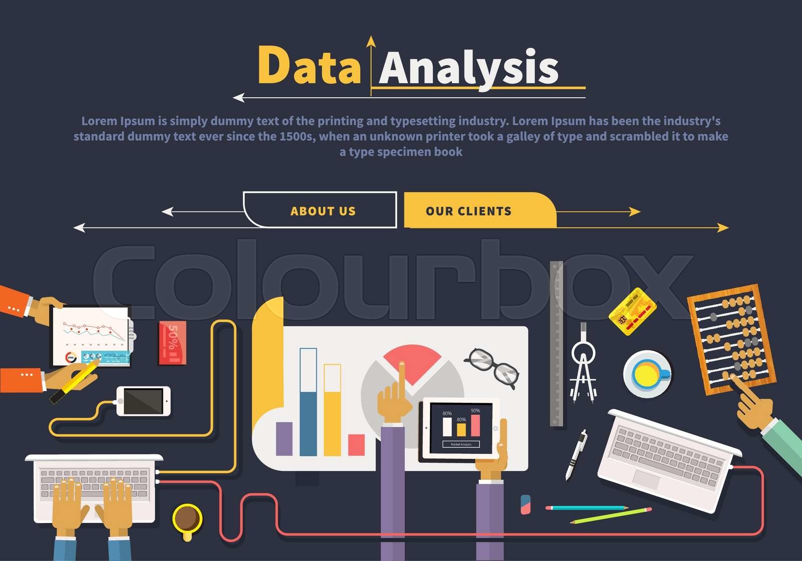 Concept of business. Data collection. Analysis | Stock vector | Colourbox