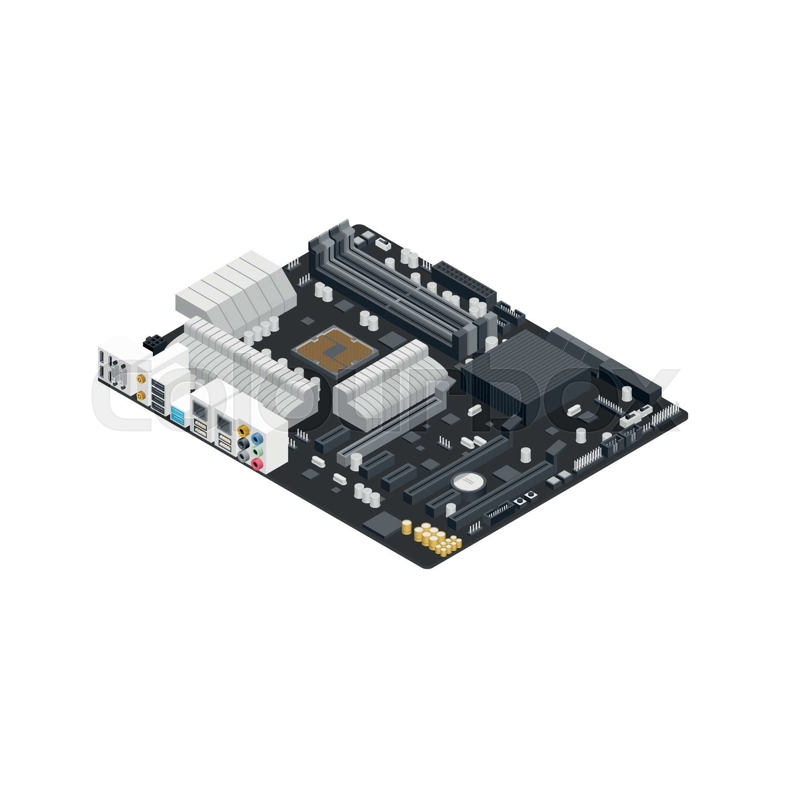 Motherboard isometric detailed icon | Stock vector | Colourbox