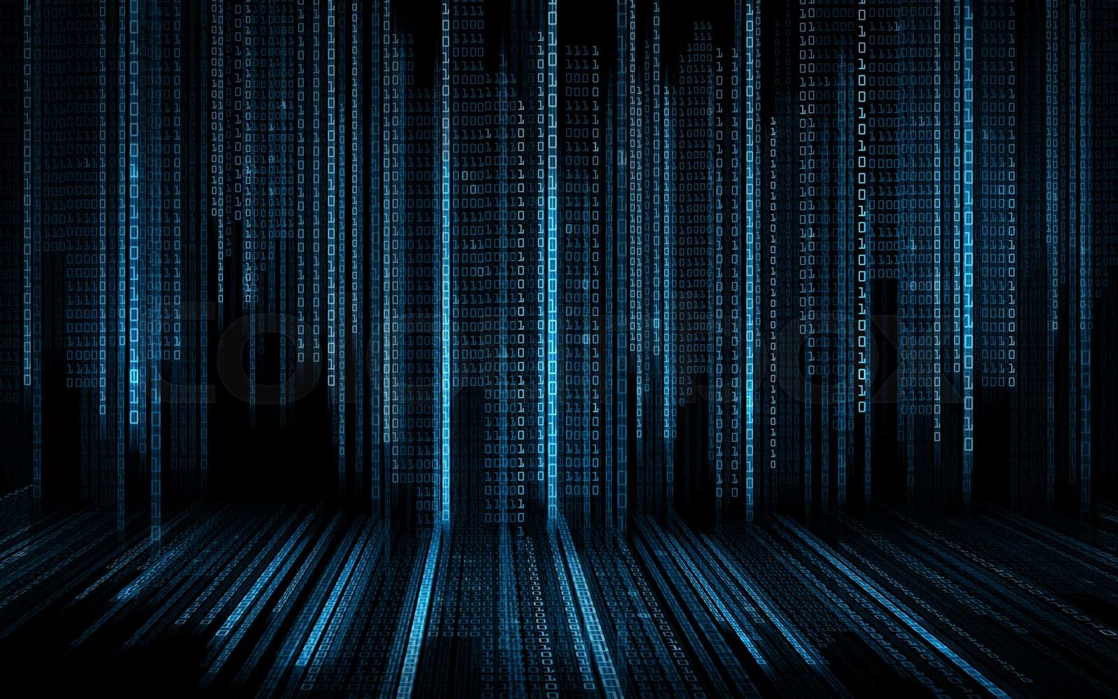 black blue binary system code background | Stock image | Colourbox