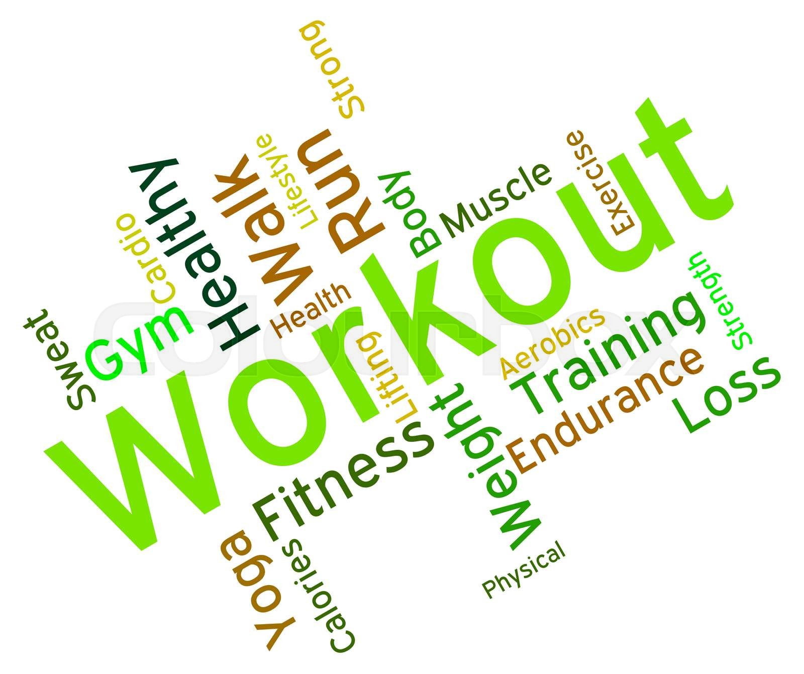 Workout Words Shows Physical Activity And Athletic | Stock image ...