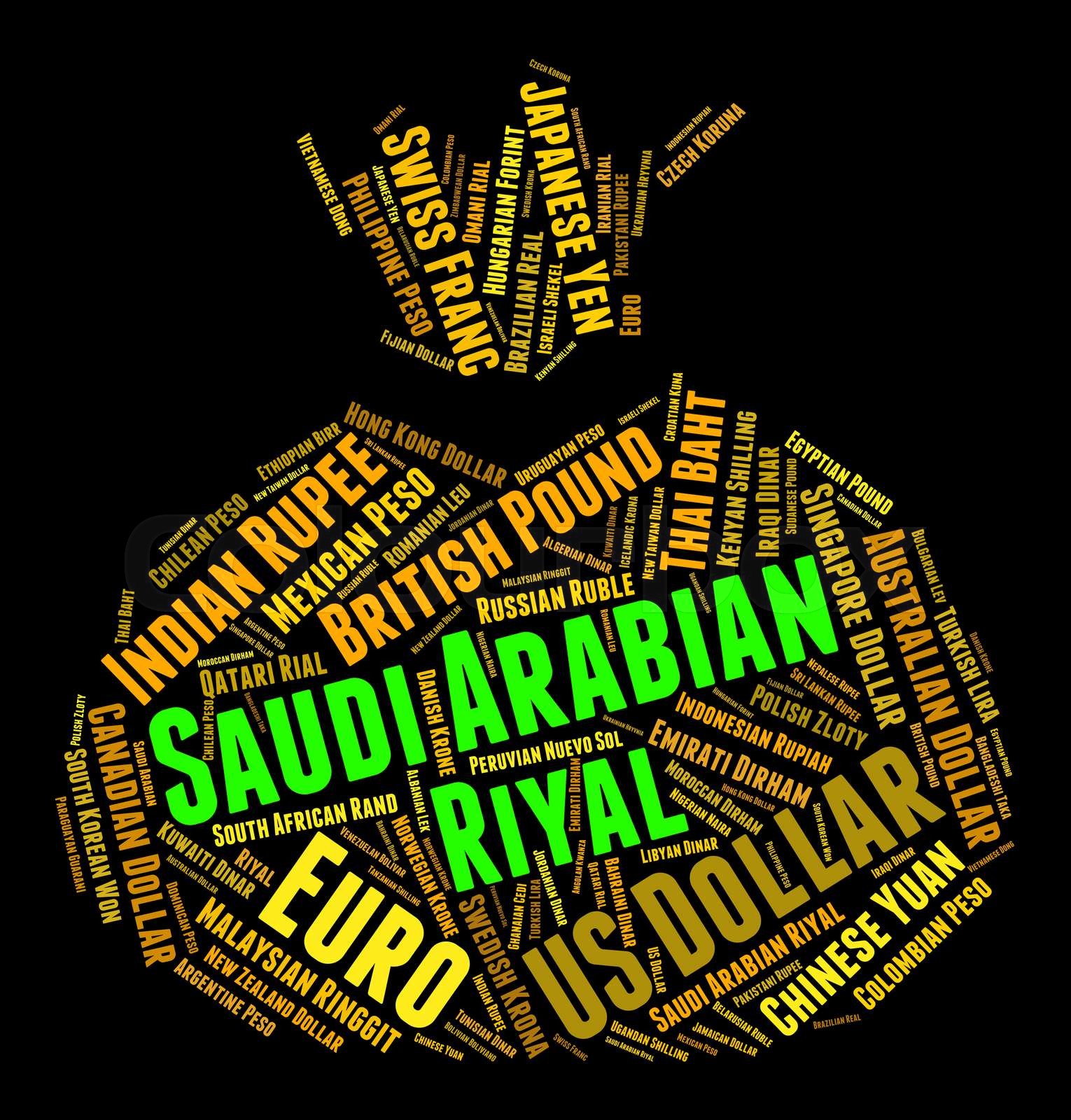 Saudi Arabian Riyal Shows Exchange Rate And Currencies | Stock image ...