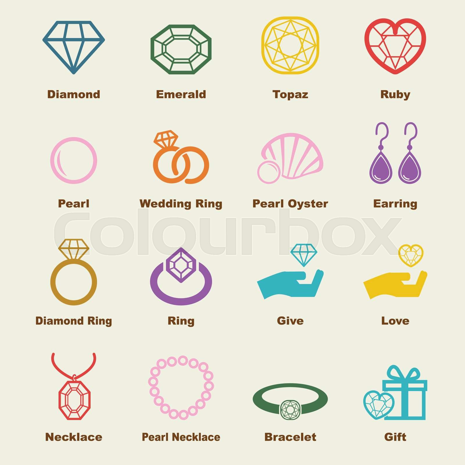 schmuck, logo, icons | Stock-Vektor | Colourbox