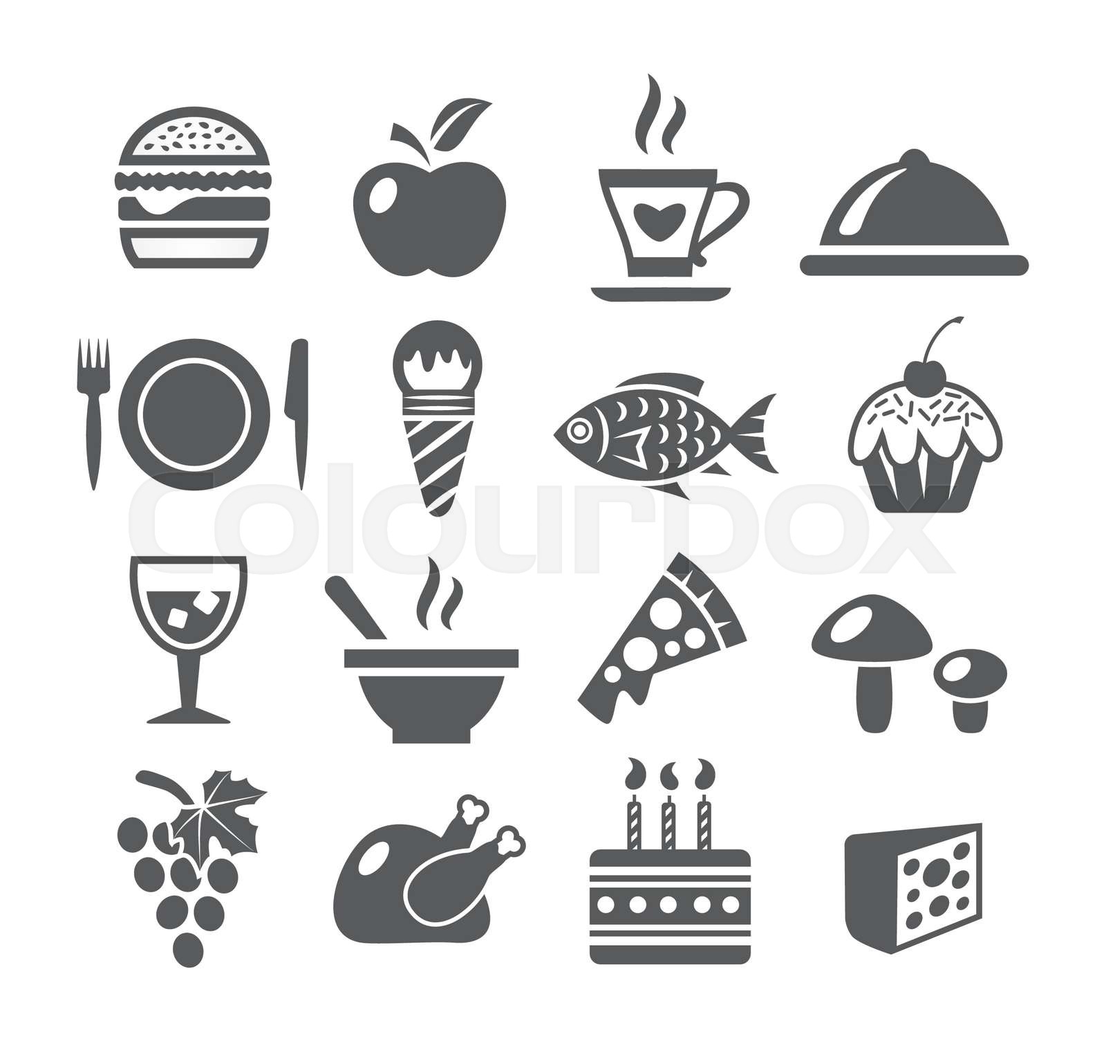 essen, icons, fleisch | Stock-Vektor | Colourbox