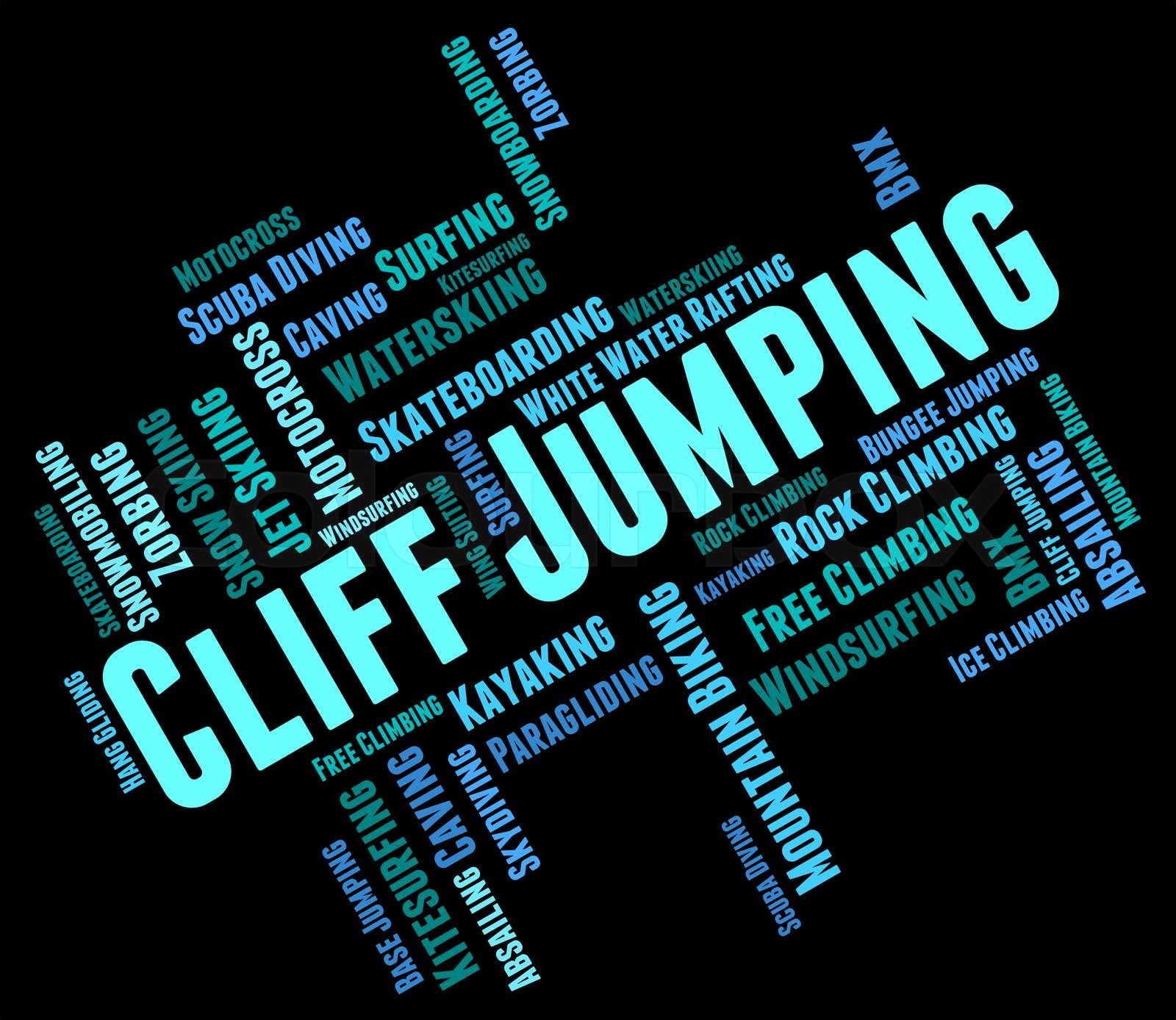 Cliff Jumping Indicates Text Words And Rock | Stock image | Colourbox