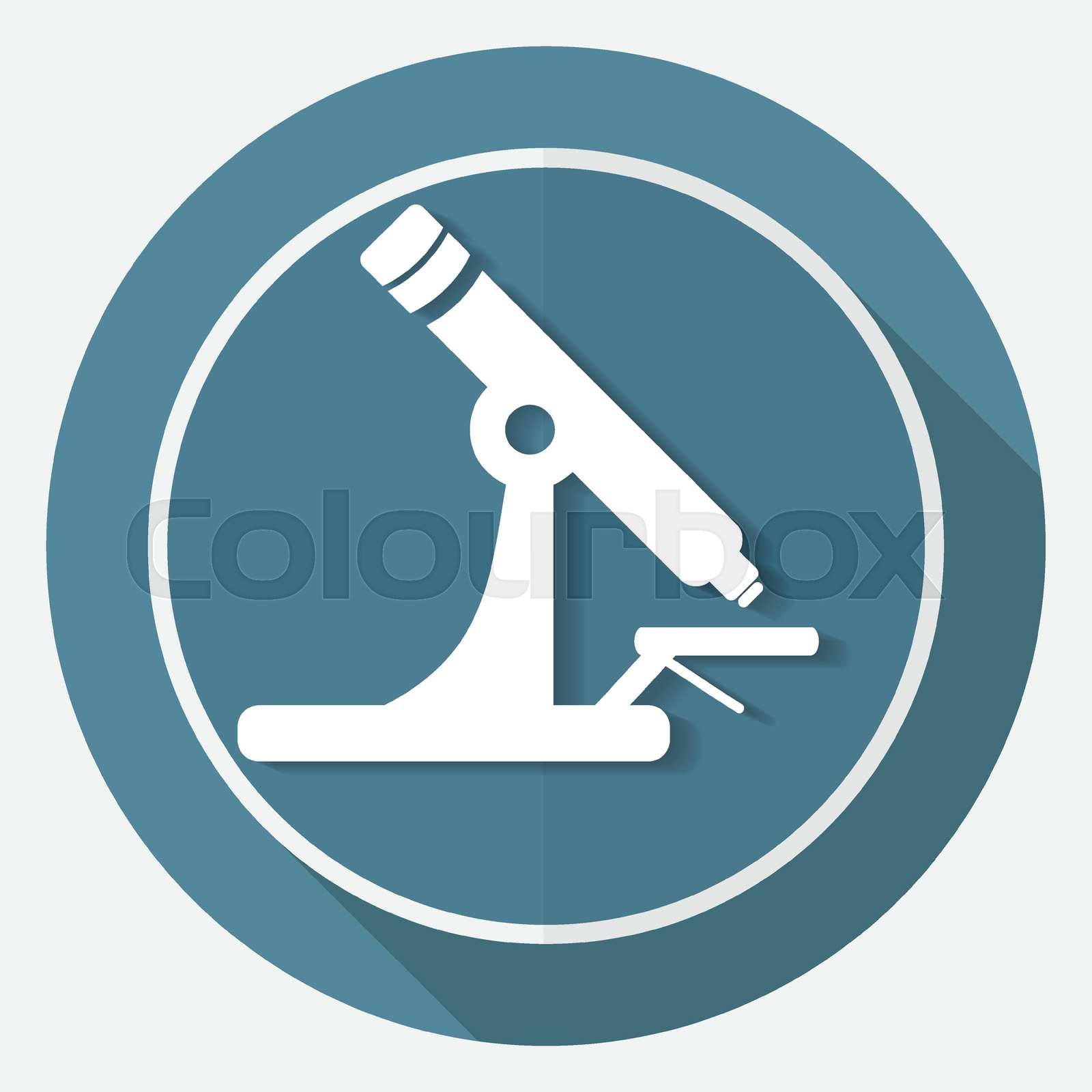 Microscope Icon on white circle with a long shadow | Stock vector ...