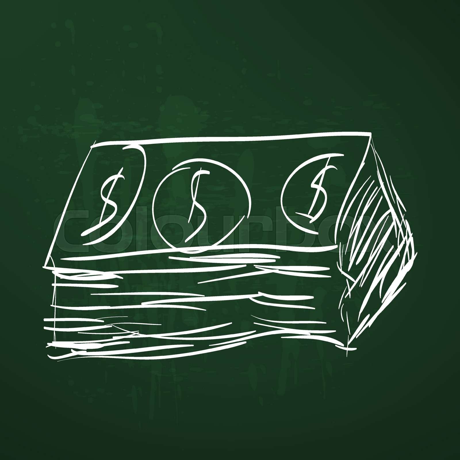 Dollar cash money icon. Hand drawing cartoon sketch | Stock vector ...