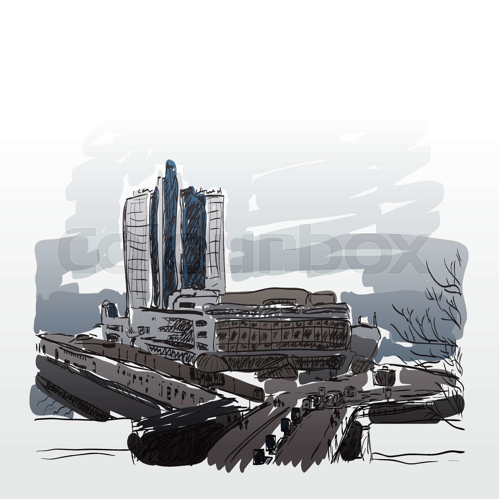 urban city drawing sketch | Stock vector | Colourbox