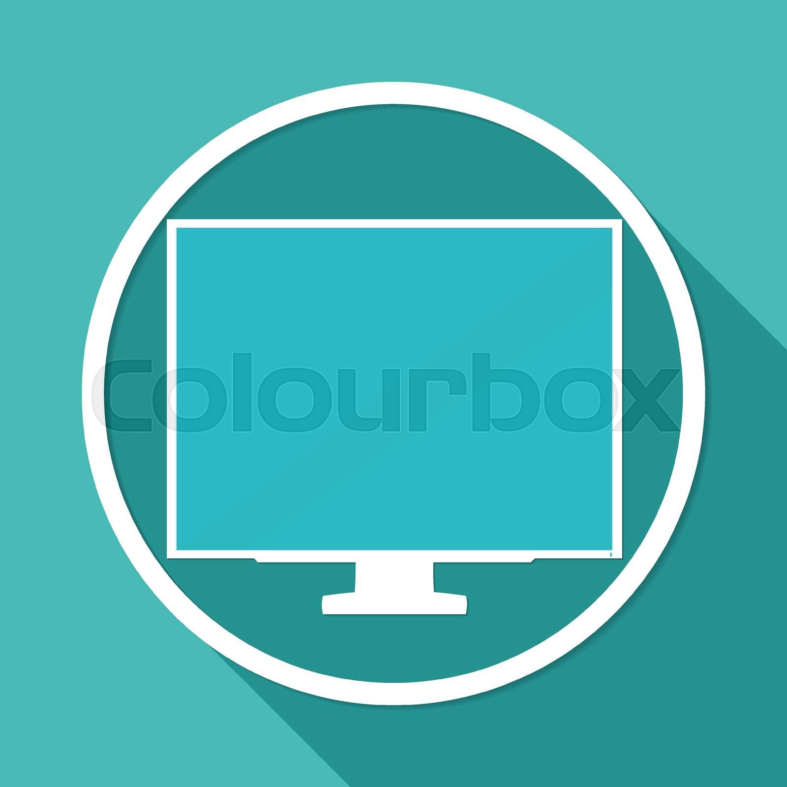 TV icon on white circle with a long shadow | Stock vector | Colourbox