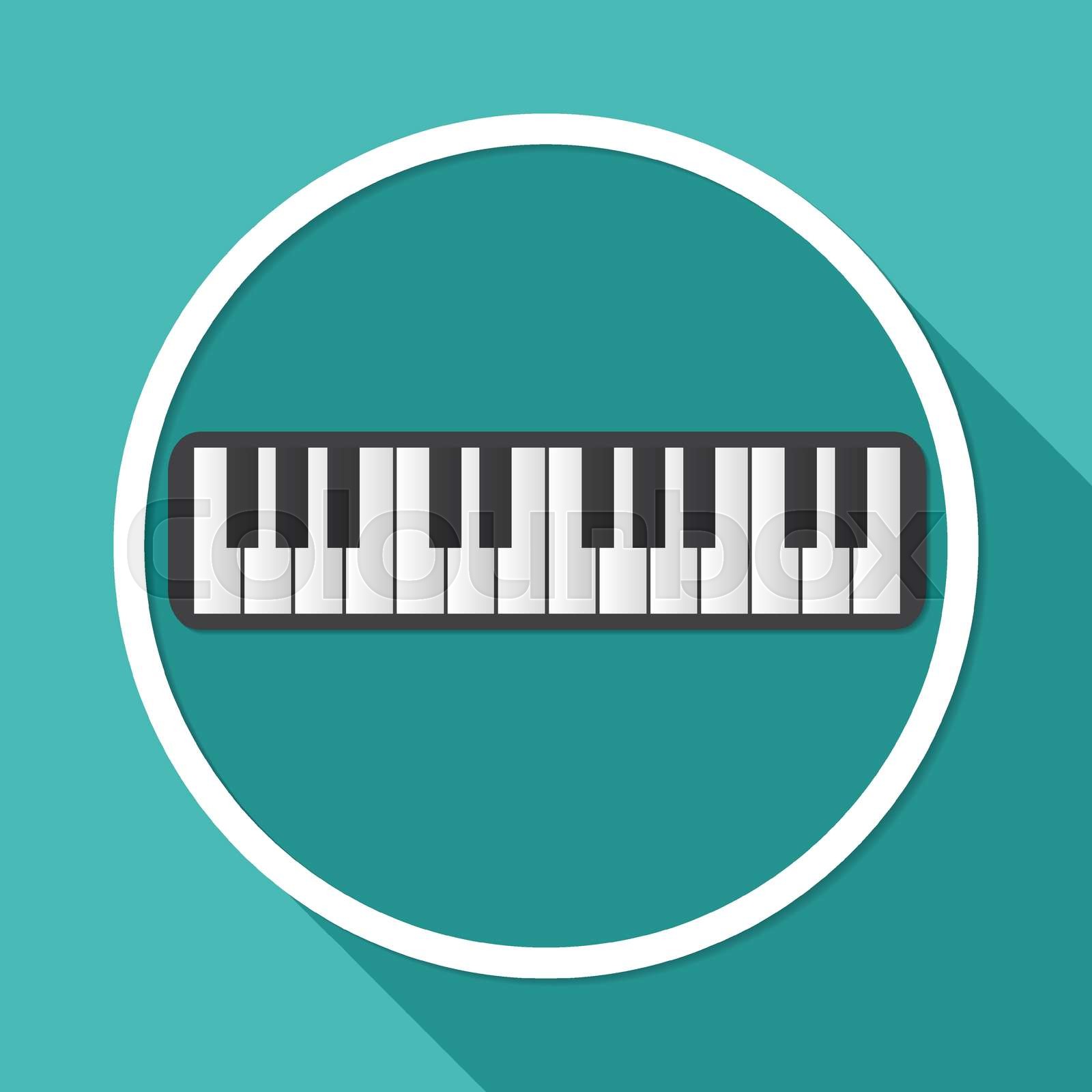 Piano Icon on white circle with a long shadow | Stock vector | Colourbox