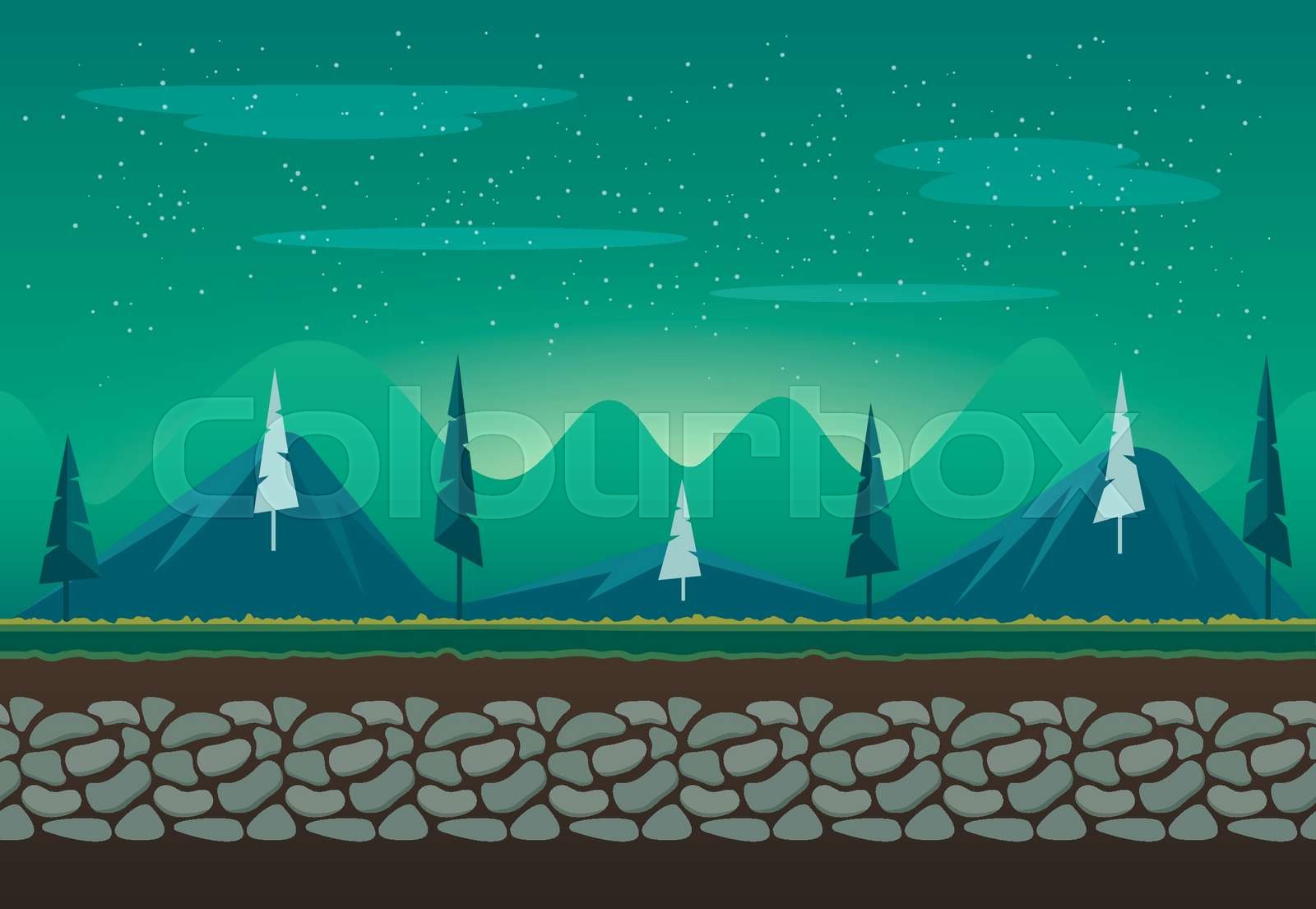 Seamless landscape for game background | Stock vector | Colourbox