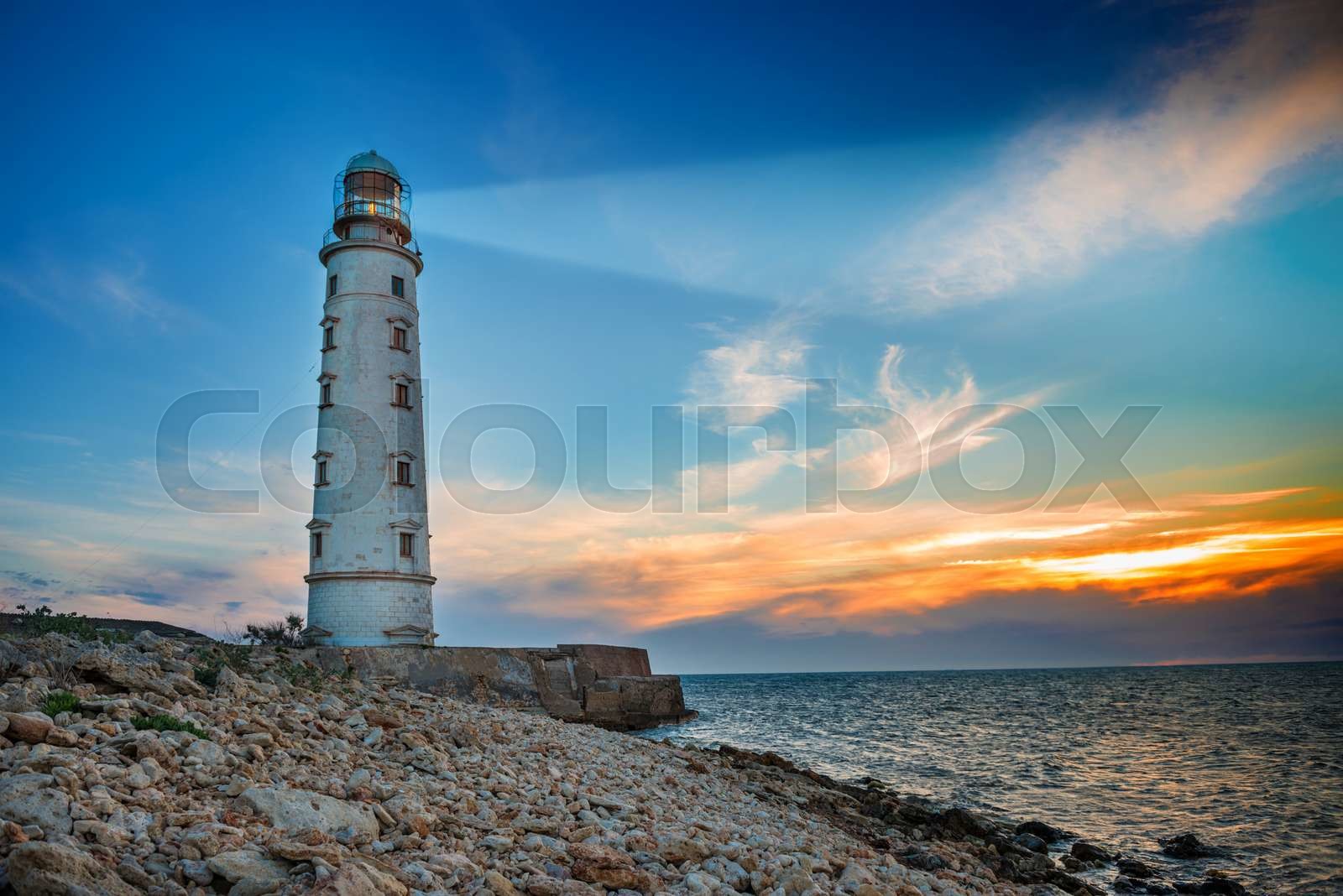 Lighthouse at night | Stock image | Colourbox