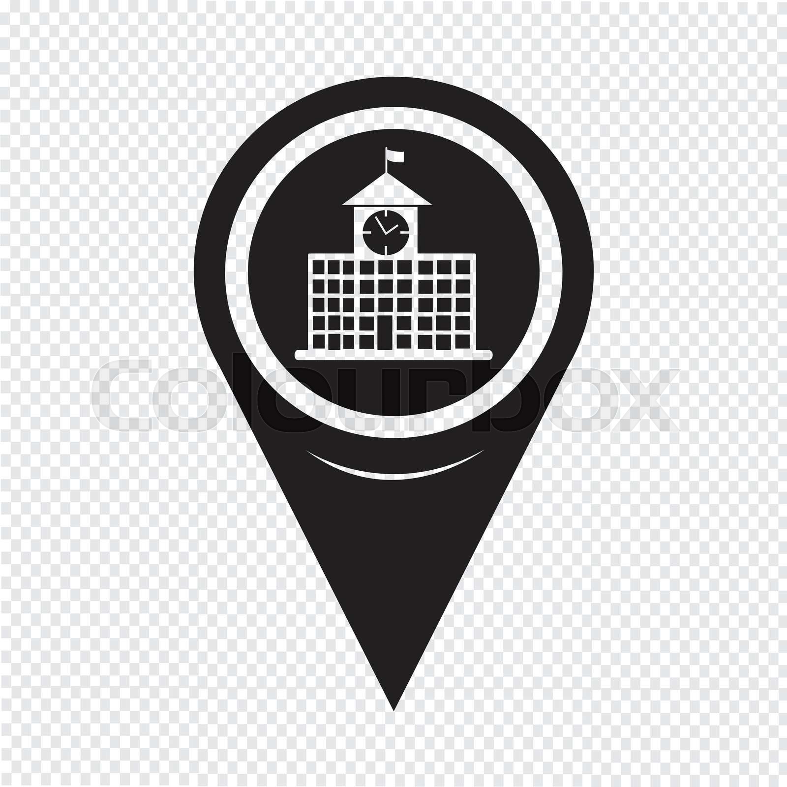 Map Pointer School Building Icon | Stock vector | Colourbox