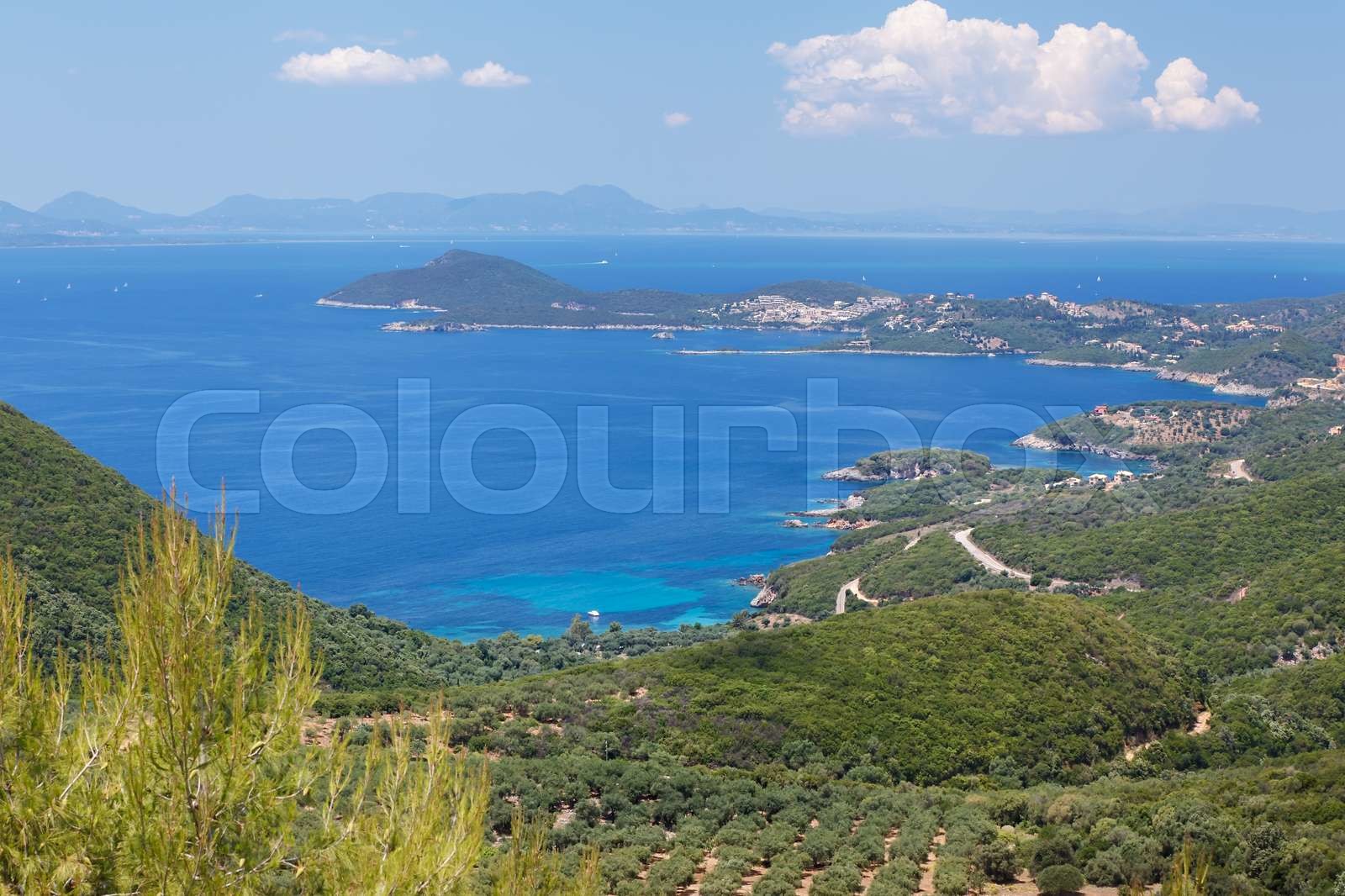 Greece Epirus, panoramic view.Panoramic view of Syvota in Thesprotia ...