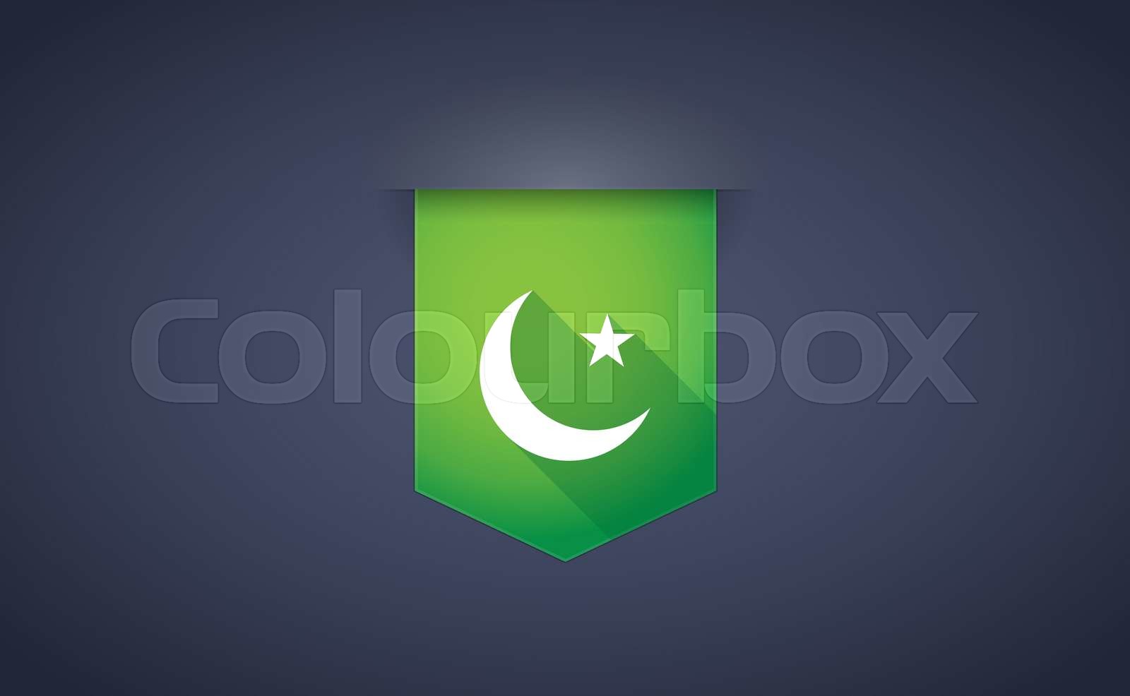 Long shadow ribbon icon with an islam sign | Stock vector | Colourbox