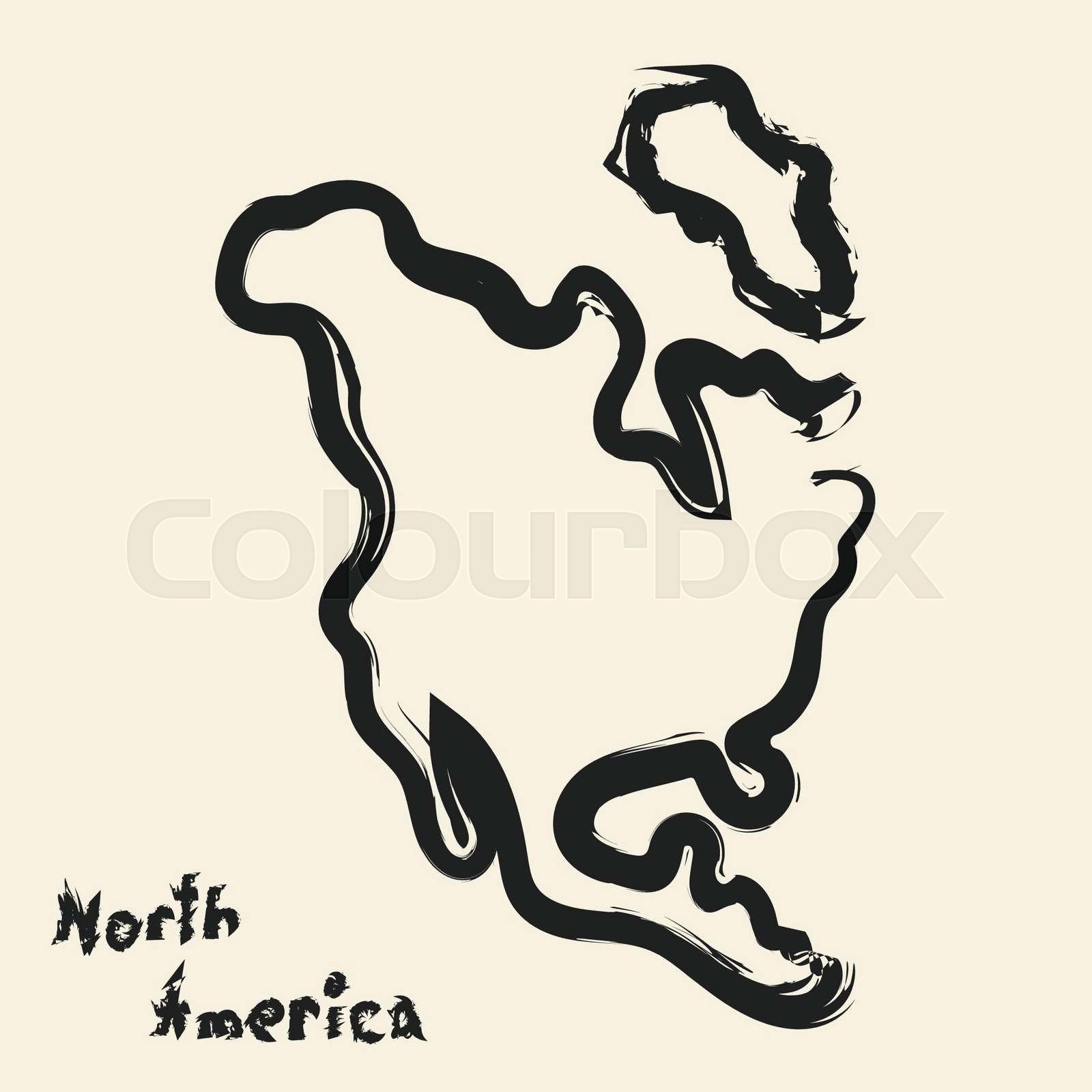 doodle drawing north america continent | Stock vector | Colourbox