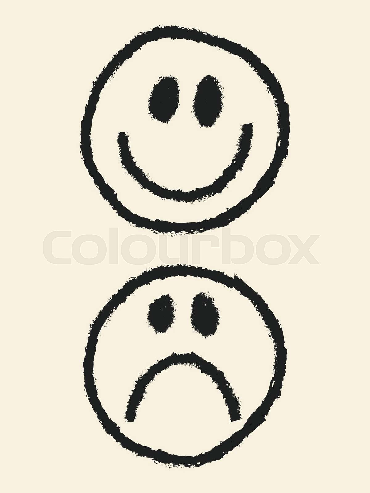 doodle smile and hurt face | Stock vector | Colourbox