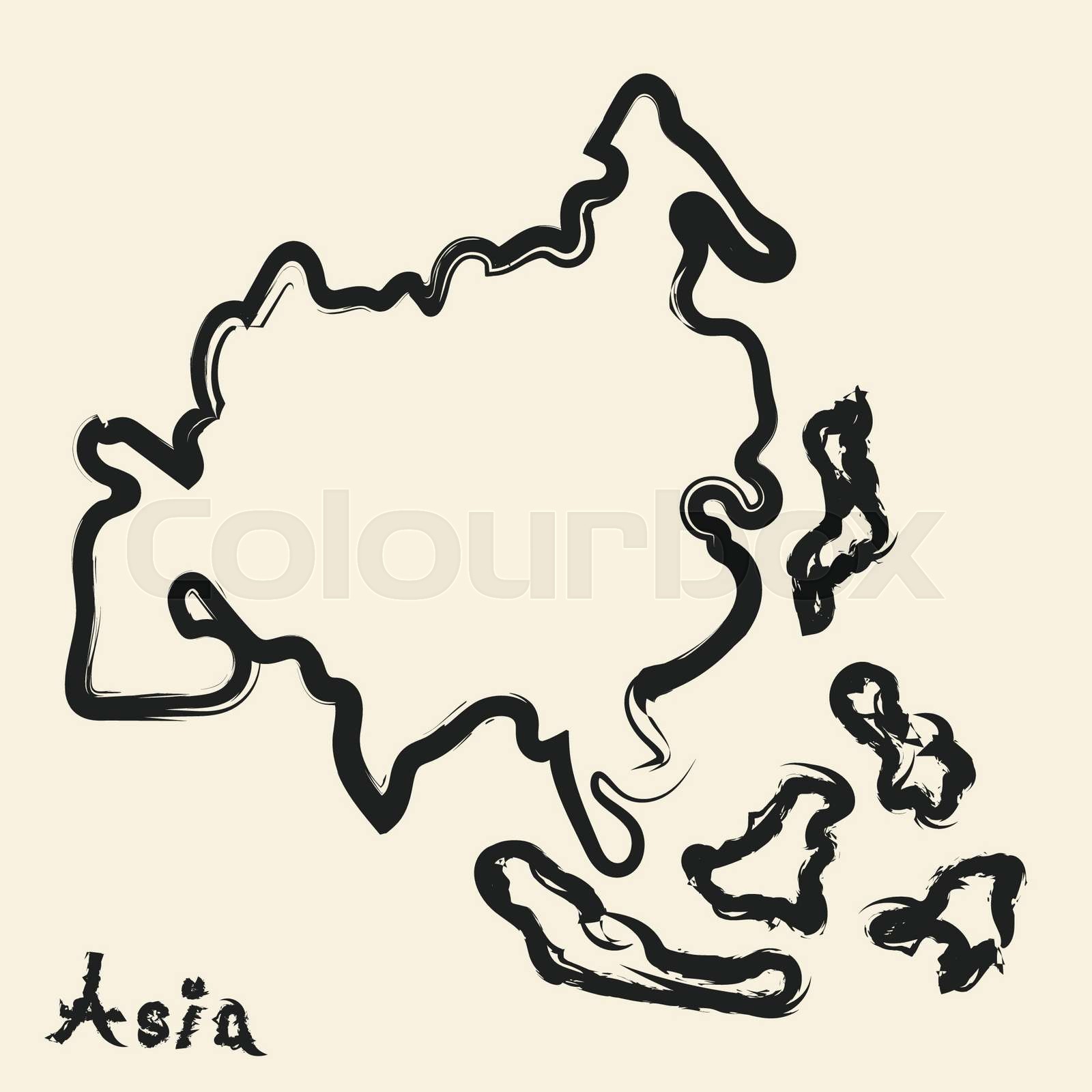 doodle drawing asia continent | Stock vector | Colourbox