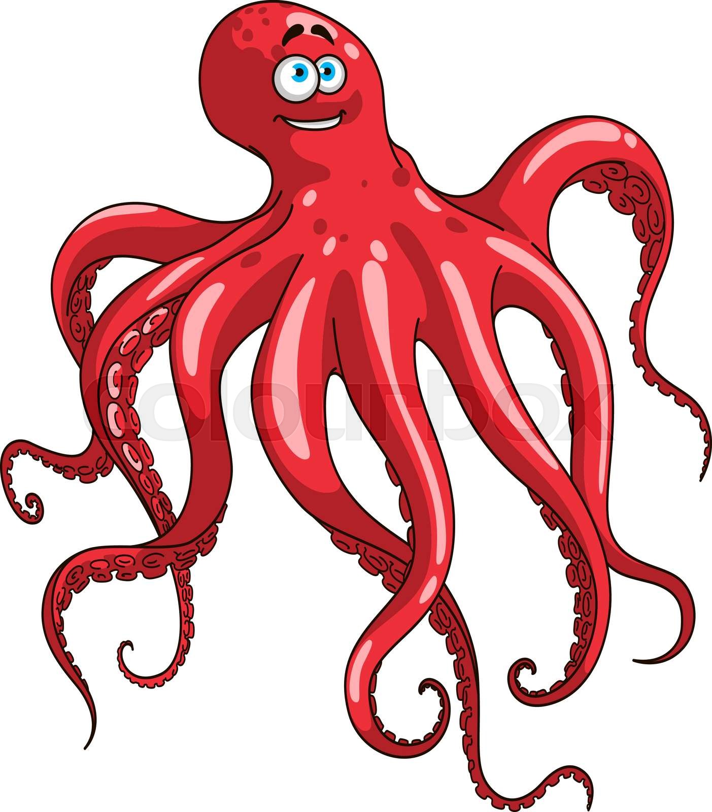 Red octopus animal cartoon character | Stock vector | Colourbox