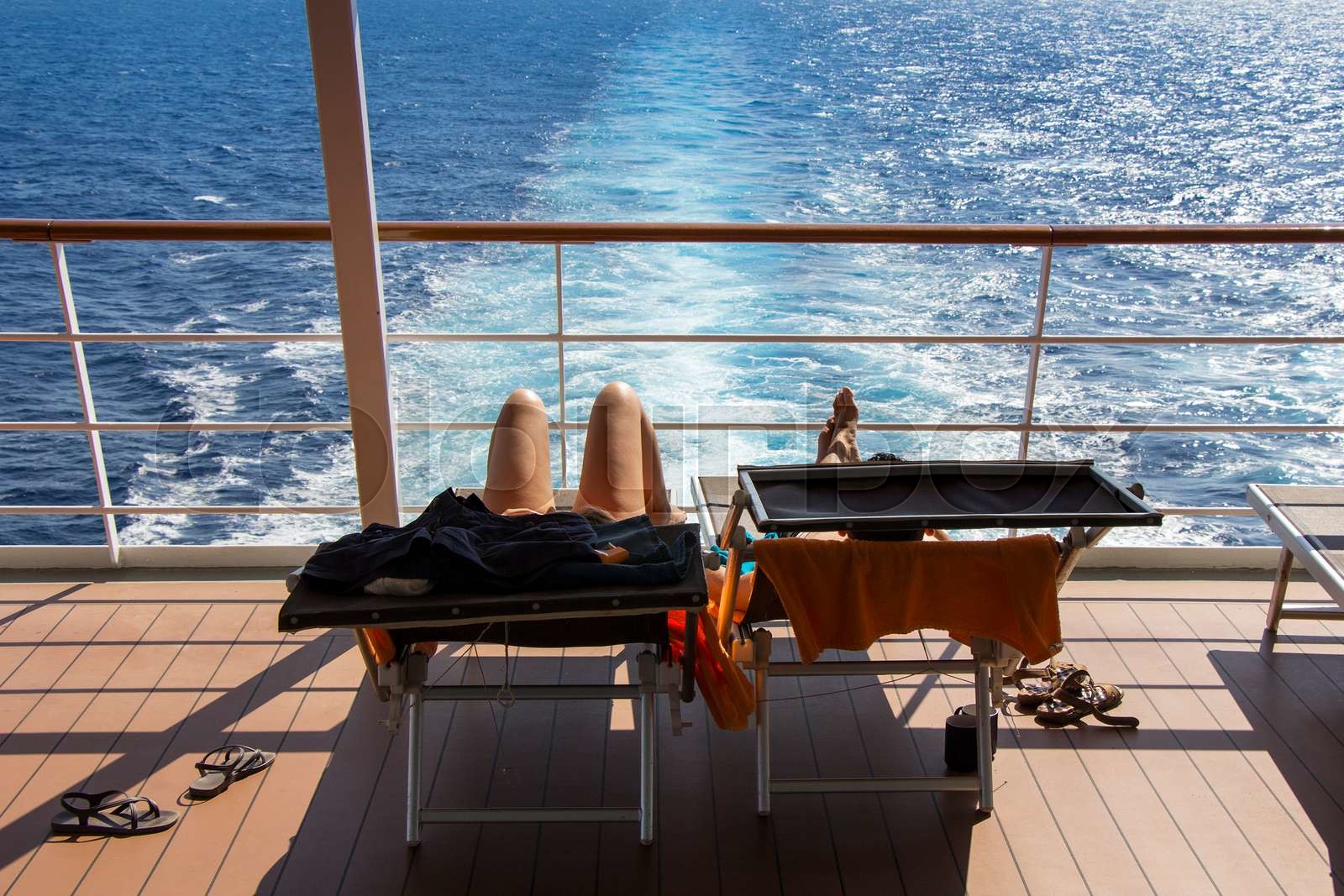 Sunbathing on the deck cruise ship | Stock image | Colourbox
