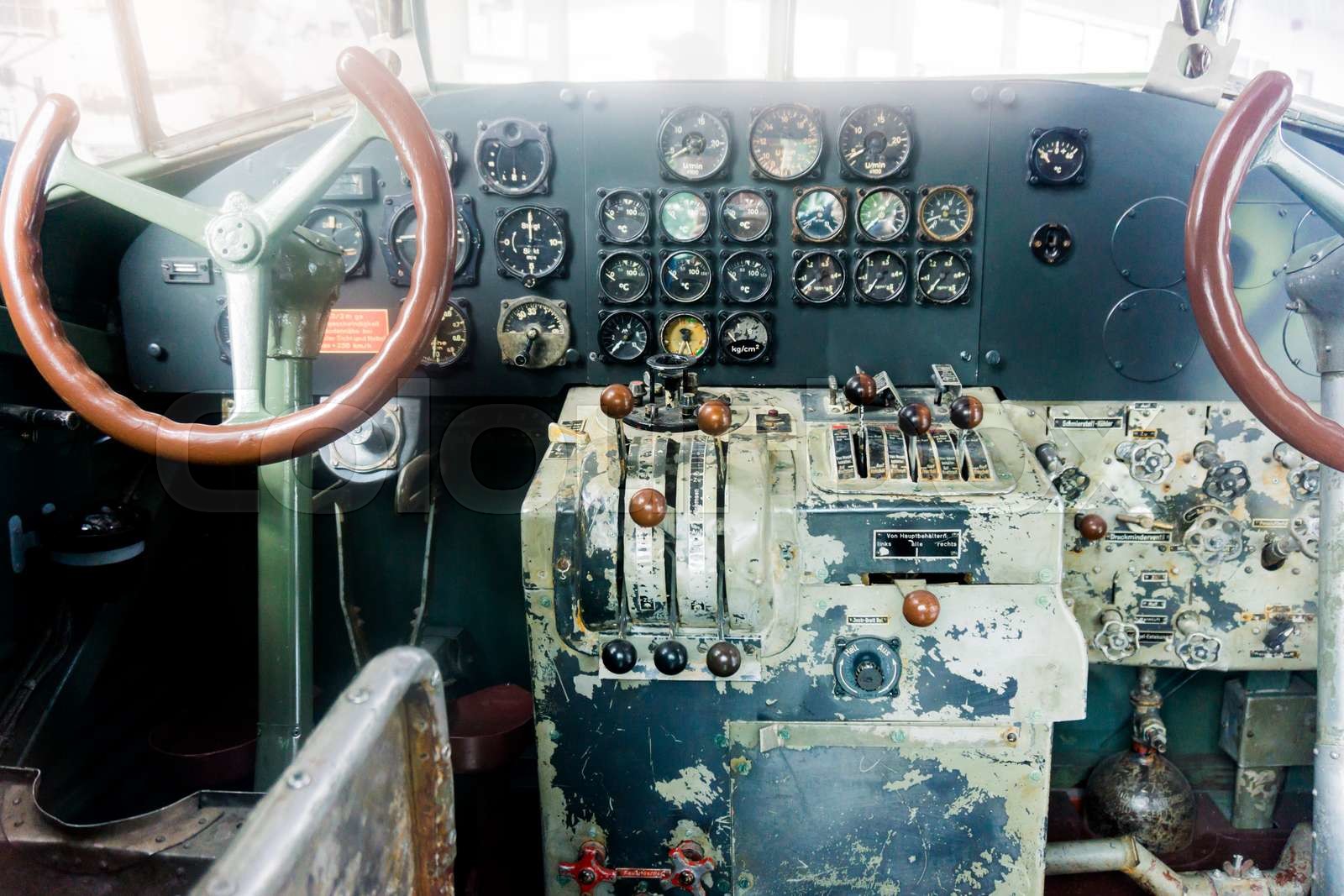 old airplane cockpit | Stock image | Colourbox