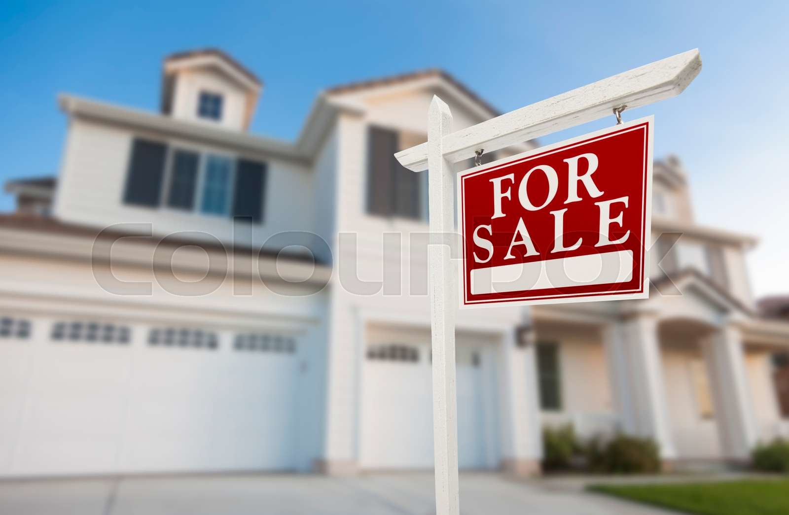Home For Sale Sign in Front of New House | Stock image | Colourbox