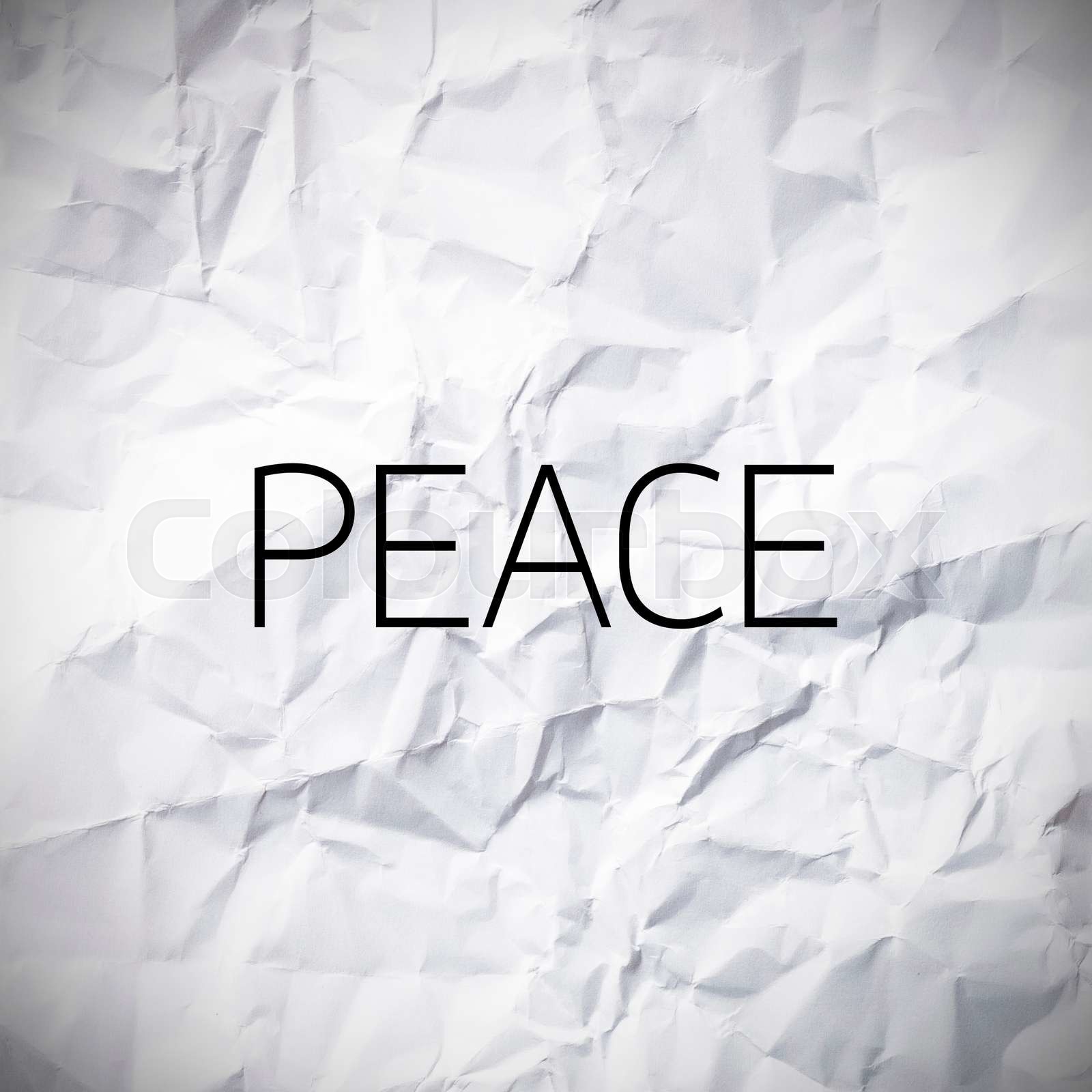 Peace word on White paper texture and background. | Stock image | Colourbox
