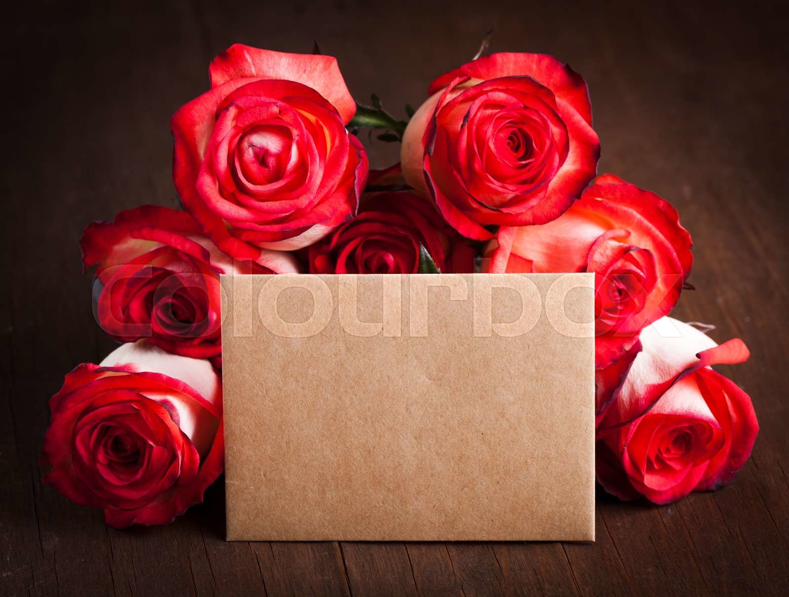 Roses and card | Stock image | Colourbox