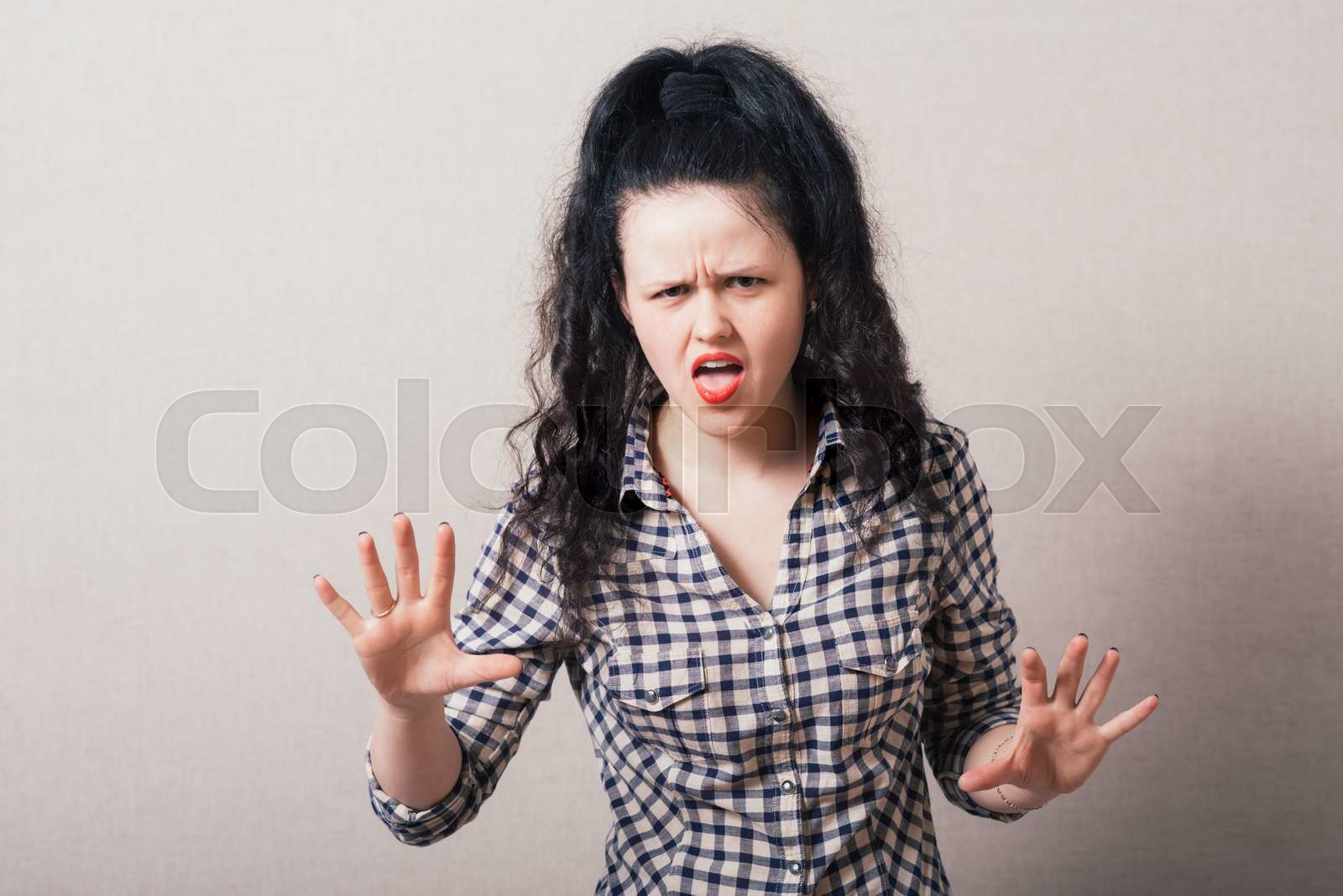 Closeup portrait of young annoyed woman with bad attitude, giving talk ...