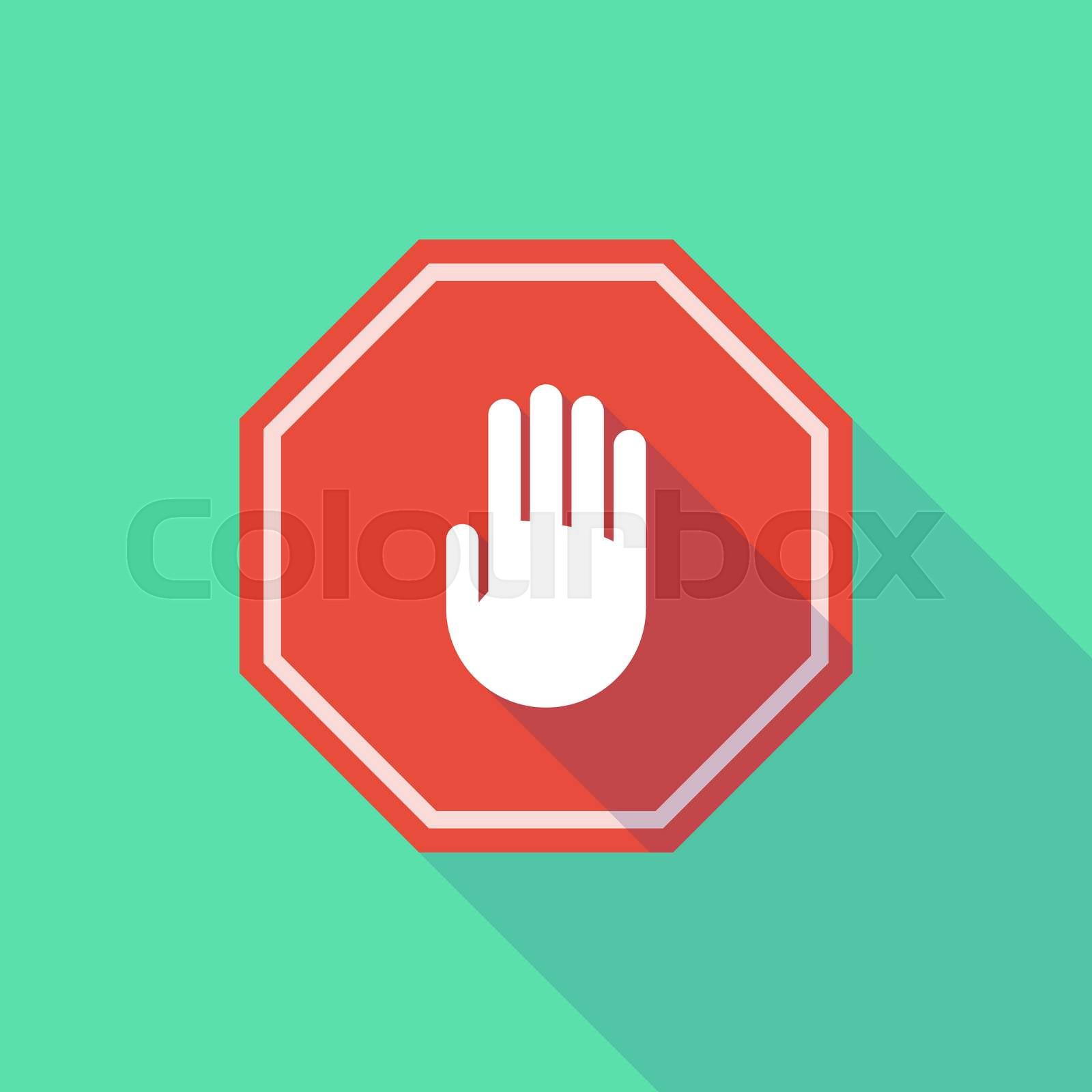 Long shadow stop signal with a hand | Stock vector | Colourbox