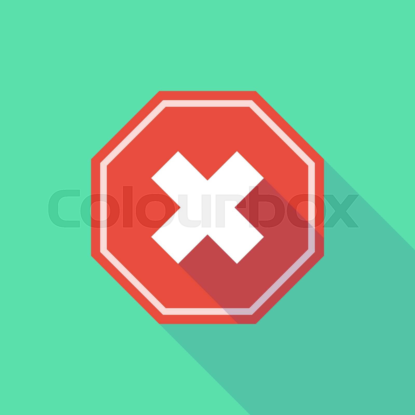 Long shadow stop signal with an x sign | Stock vector | Colourbox