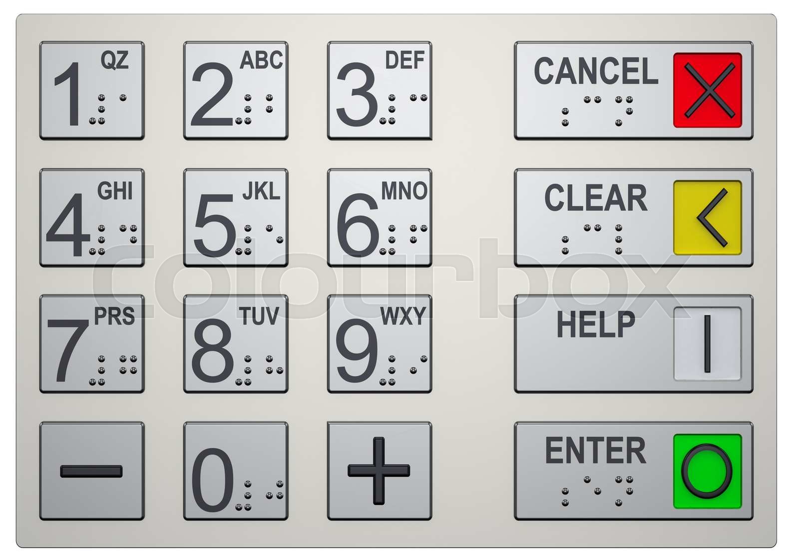 atm keypad isolated on white | Stock image | Colourbox