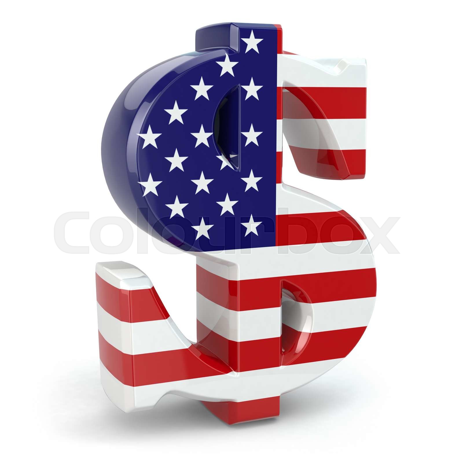 Dollar currency sign and USA flag. | Stock image | Colourbox