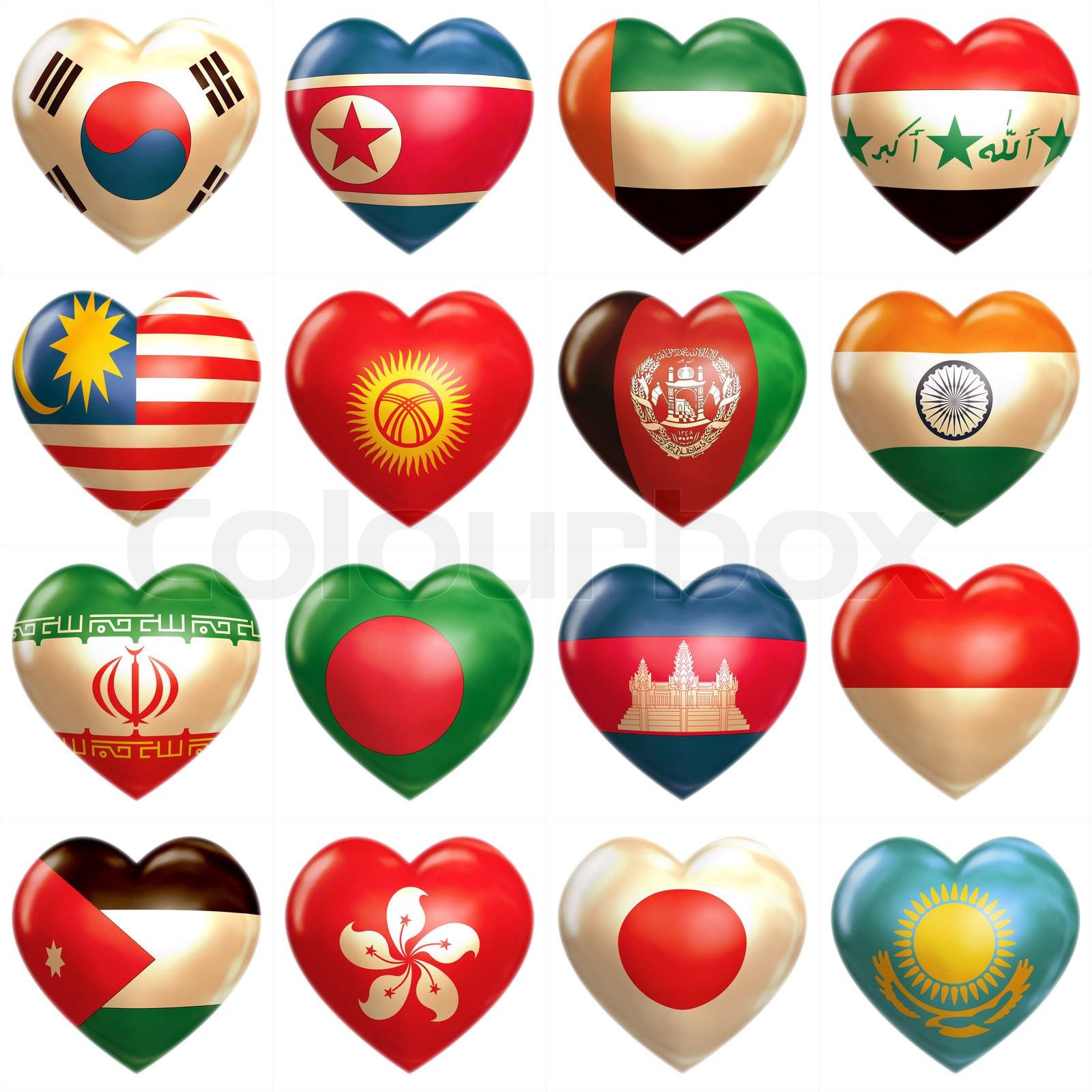 Asian Hearts set isolated on white | Stock image | Colourbox