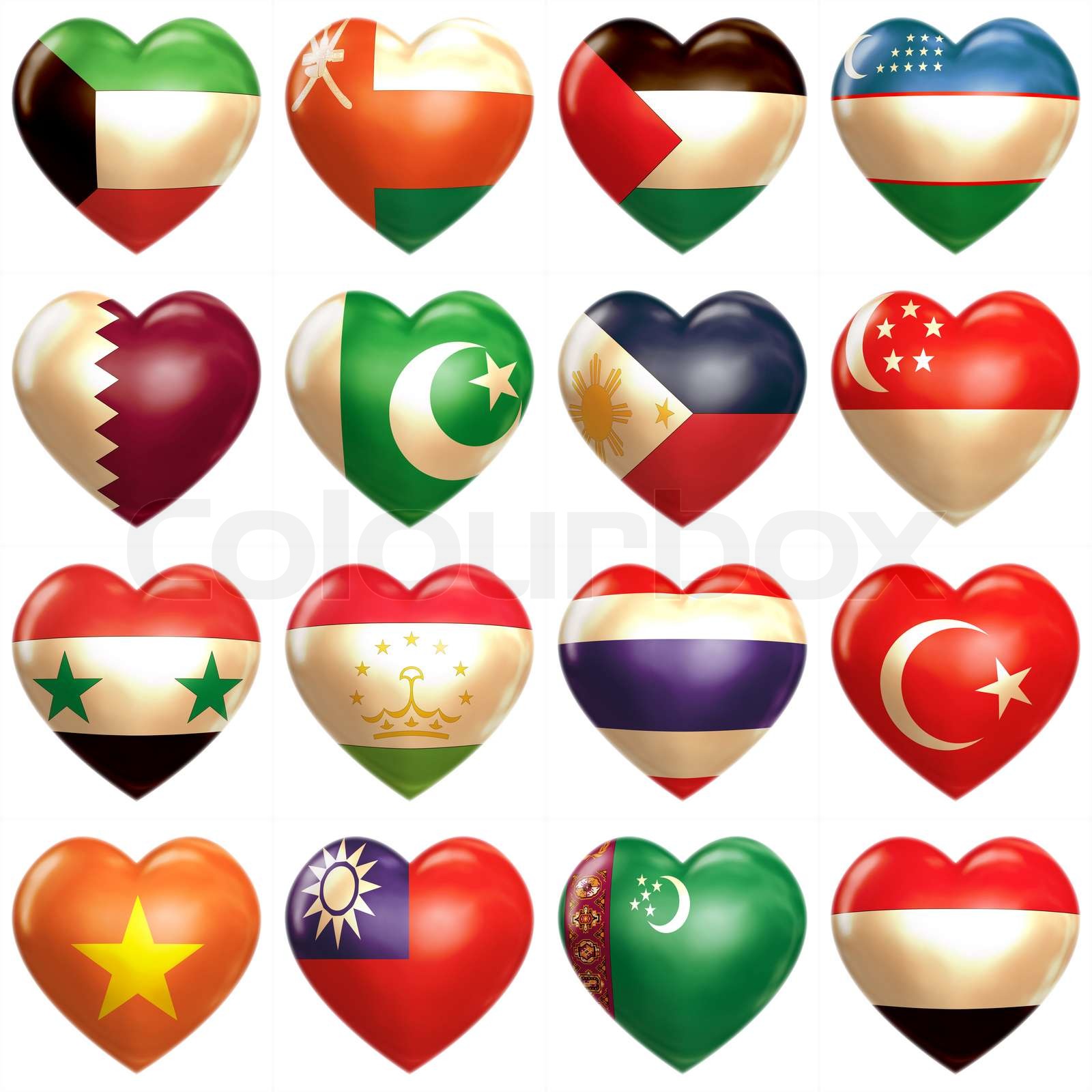 Asian Hearts set isolated on white | Stock image | Colourbox