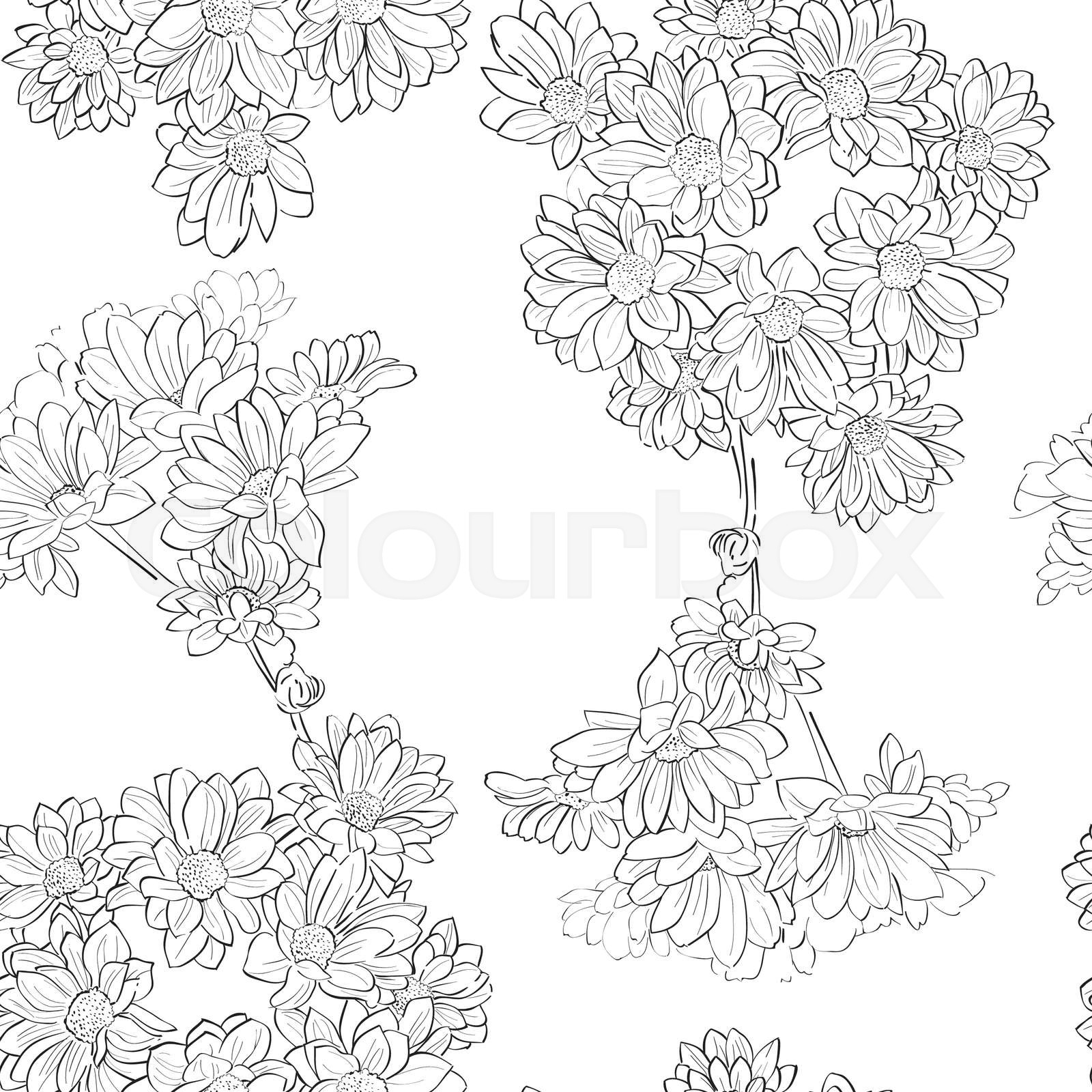 flowers sketch pattern | Stock vector | Colourbox