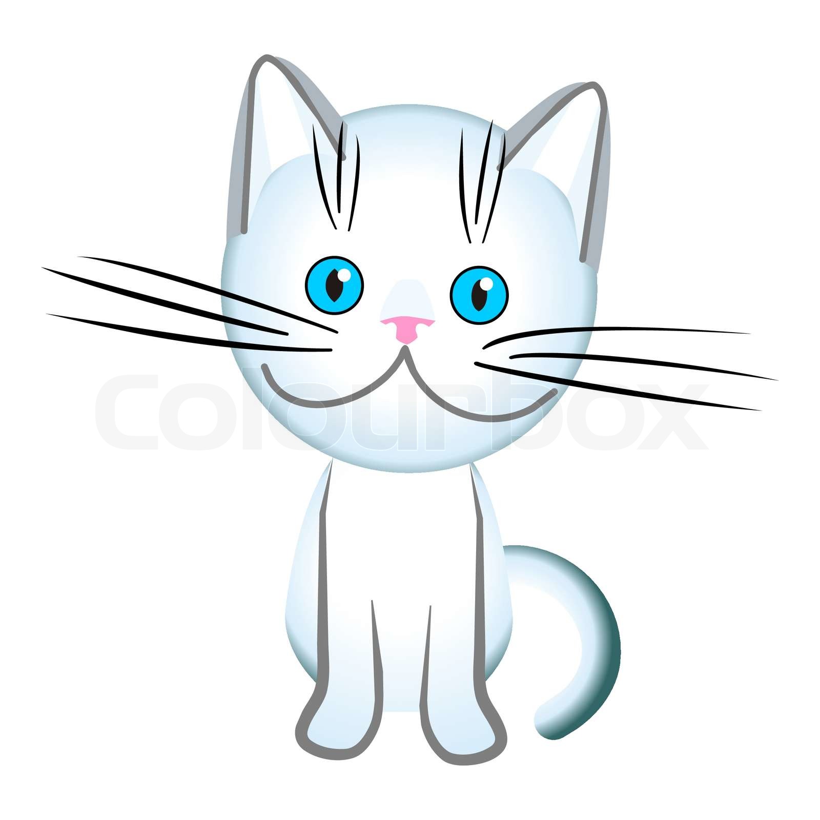 hvid britiske kat med blå øjne, tegning, illustration, vektor | Stock ...