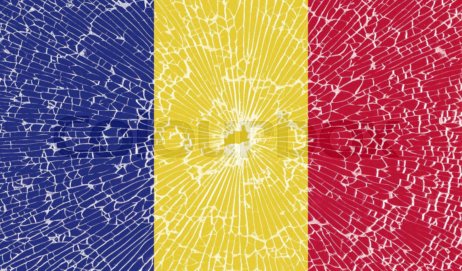 Flags Romania with the texture of broken glass | Stock image | Colourbox