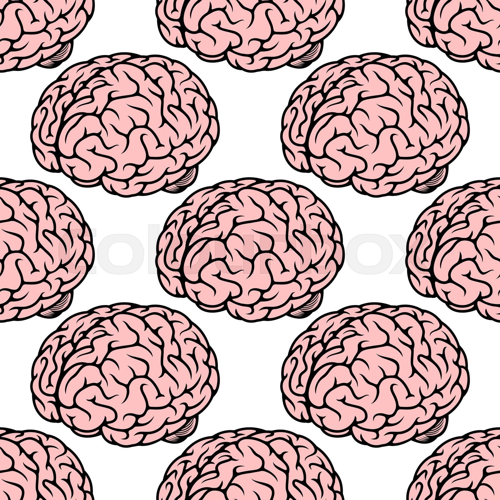 Pink human brain seamless pattern | Stock vector | Colourbox
