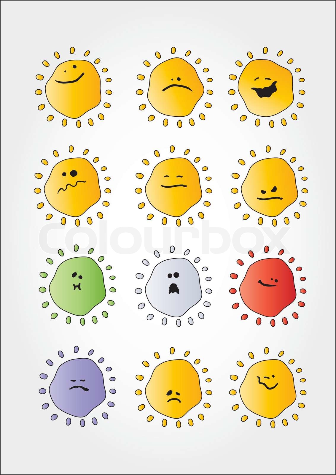 evil, sun, crying | Stock vector | Colourbox