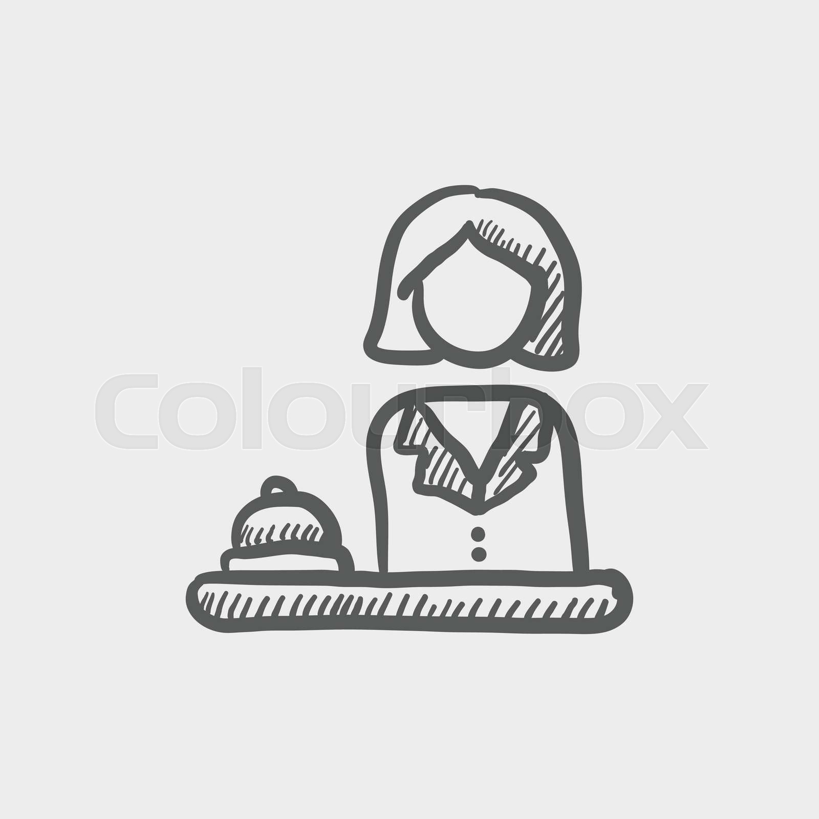 Female receptionist sketch icon | Stock vector | Colourbox