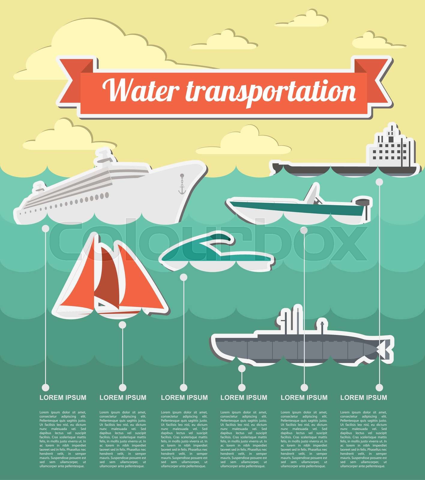 Water transport infographics elements. Nautical. Retro styled ...