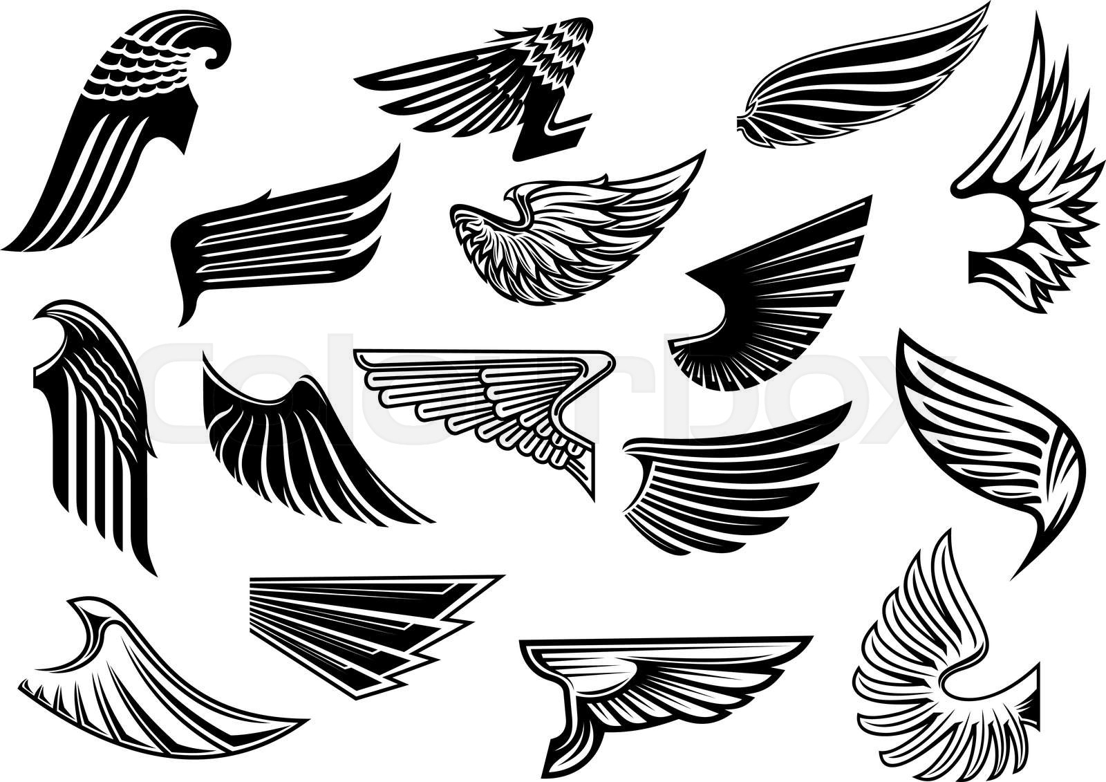 Vintage isolated heraldic wings set | Stock vector | Colourbox Vintage isolated heraldic wings set | Stock vector | Colourbox