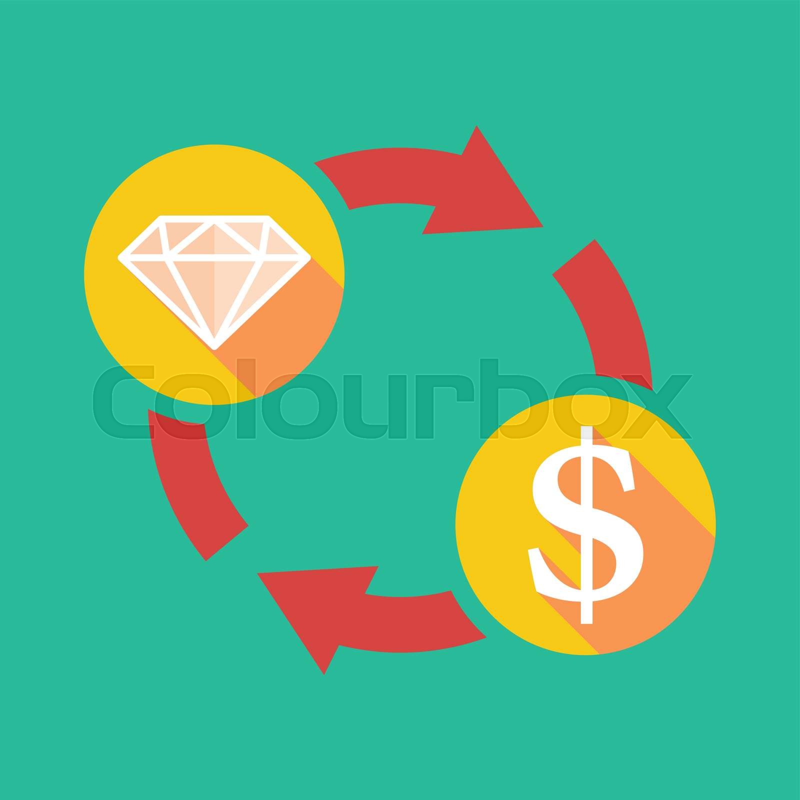 Exchange sign with a diamond and a dollar sign | Stock vector | Colourbox