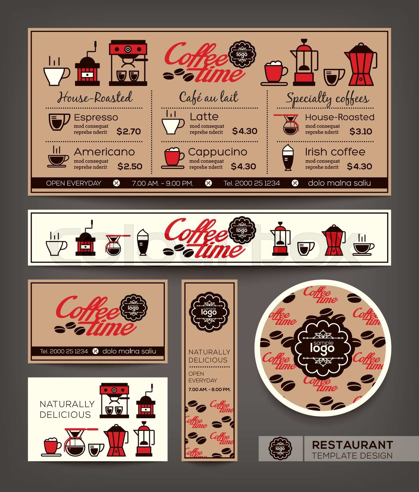 Coffee shop cafe set menu design template | Stock vector | Colourbox