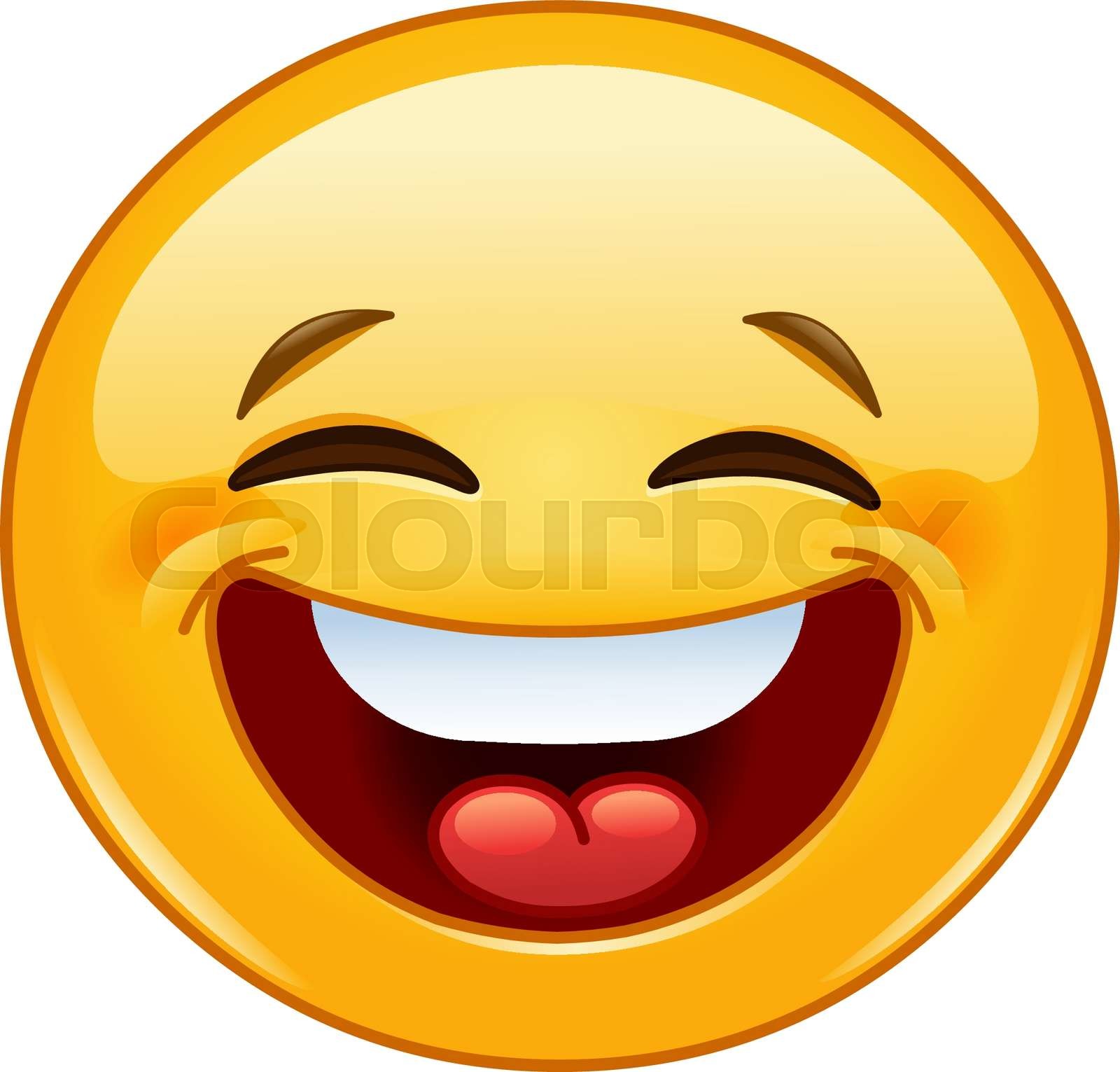 Laughing with closed eyes emoticon | Stock vector | Colourbox