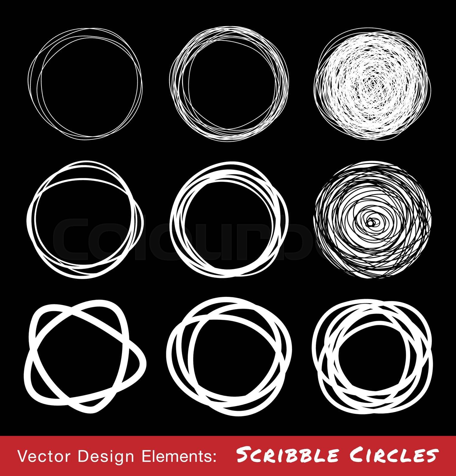 Set of White Hand Drawn Scribble Circles | Stock vector | Colourbox