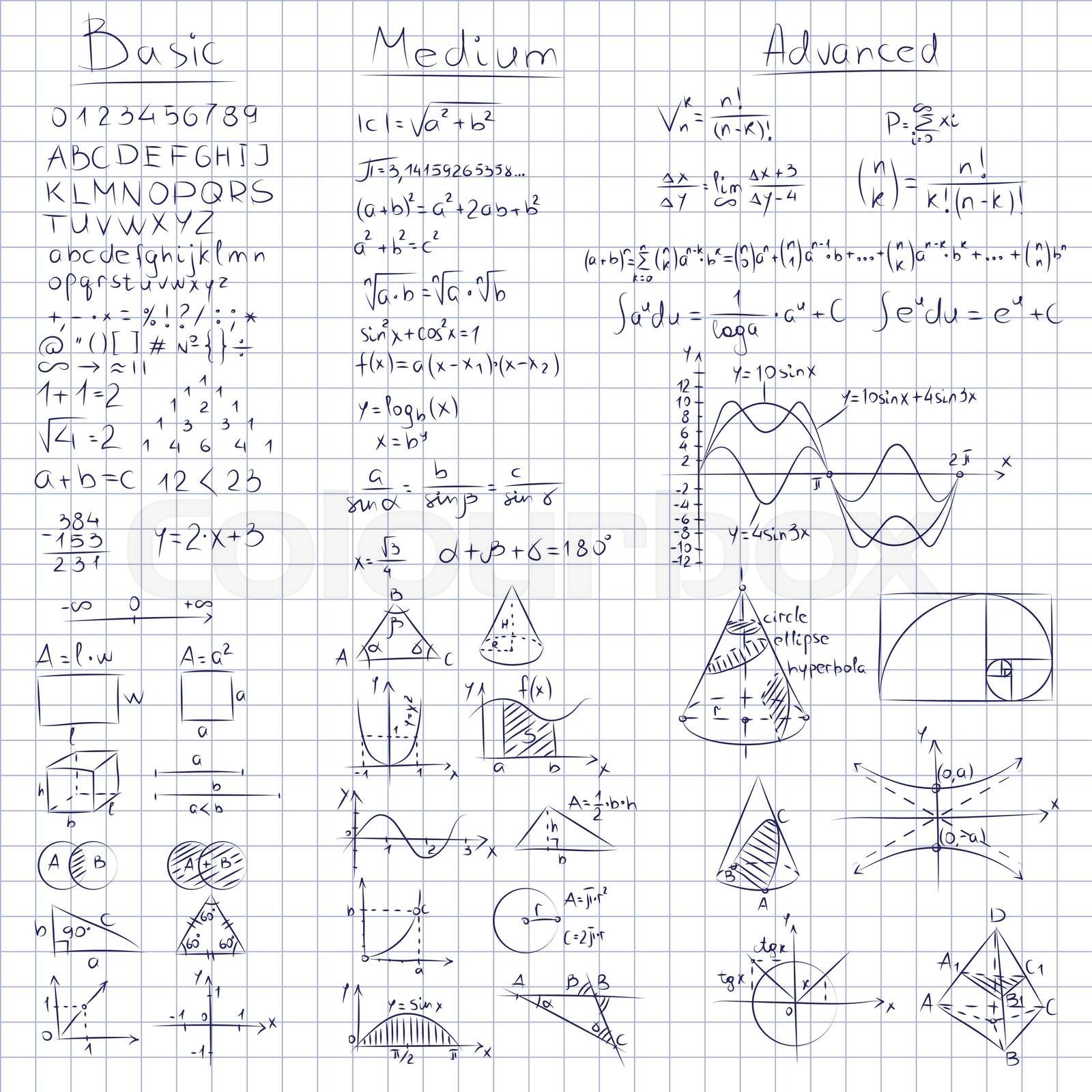 Math notes. | Stock vector | Colourbox