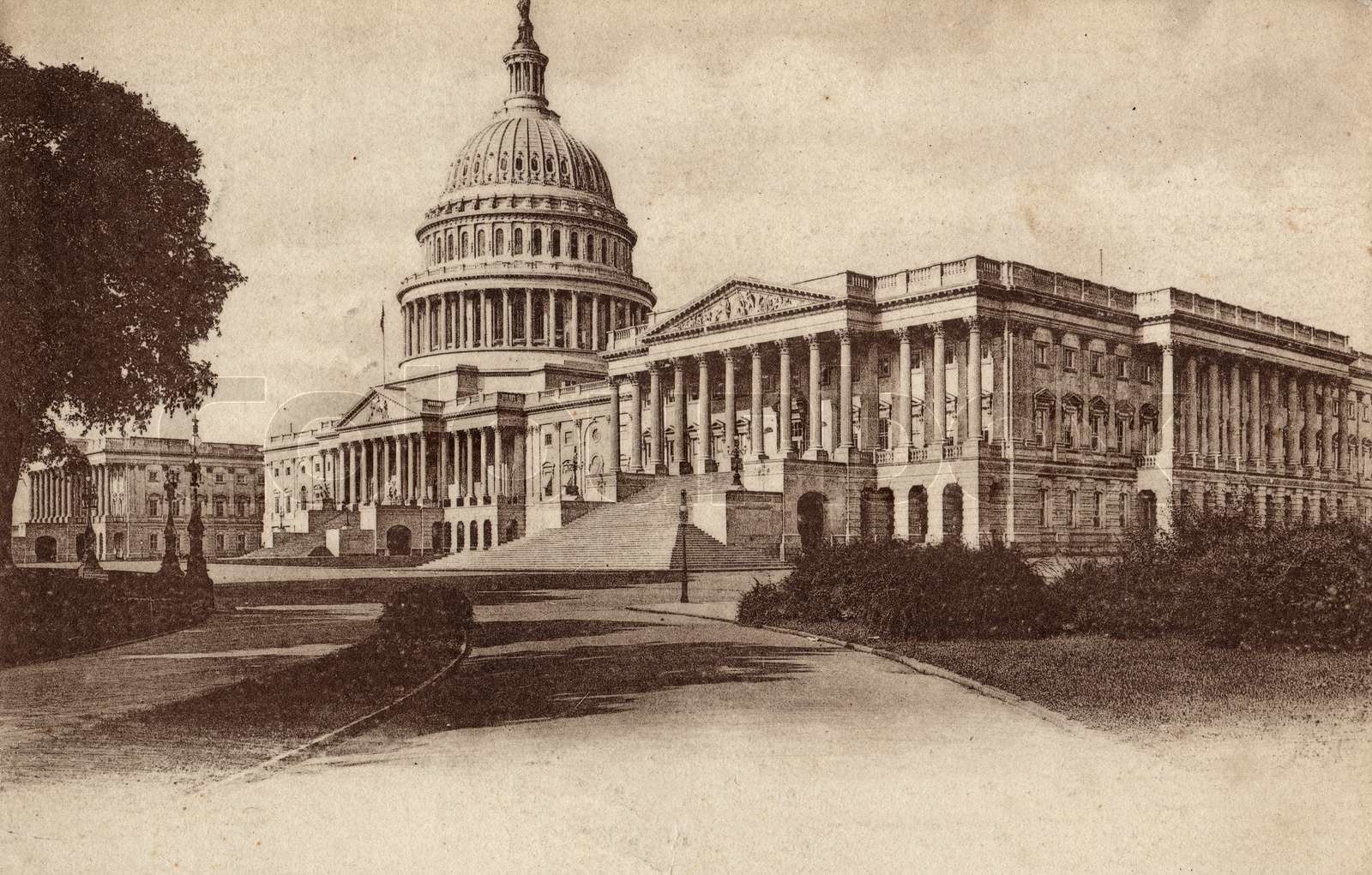 front of vintage postcard with drawing of the capitol | Stock image ...