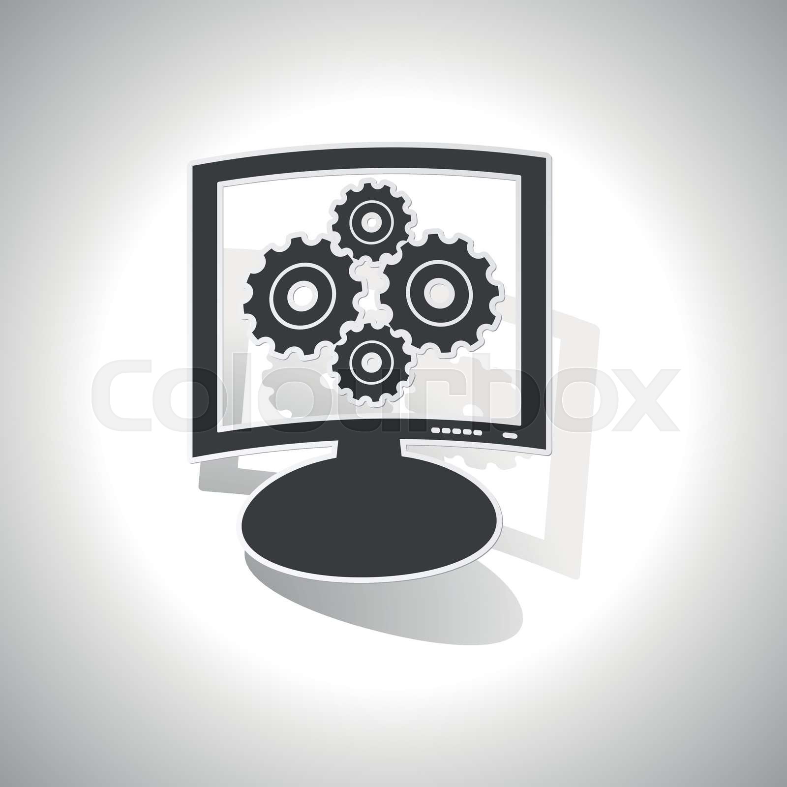 Curved cogs monitor icon | Stock vector | Colourbox